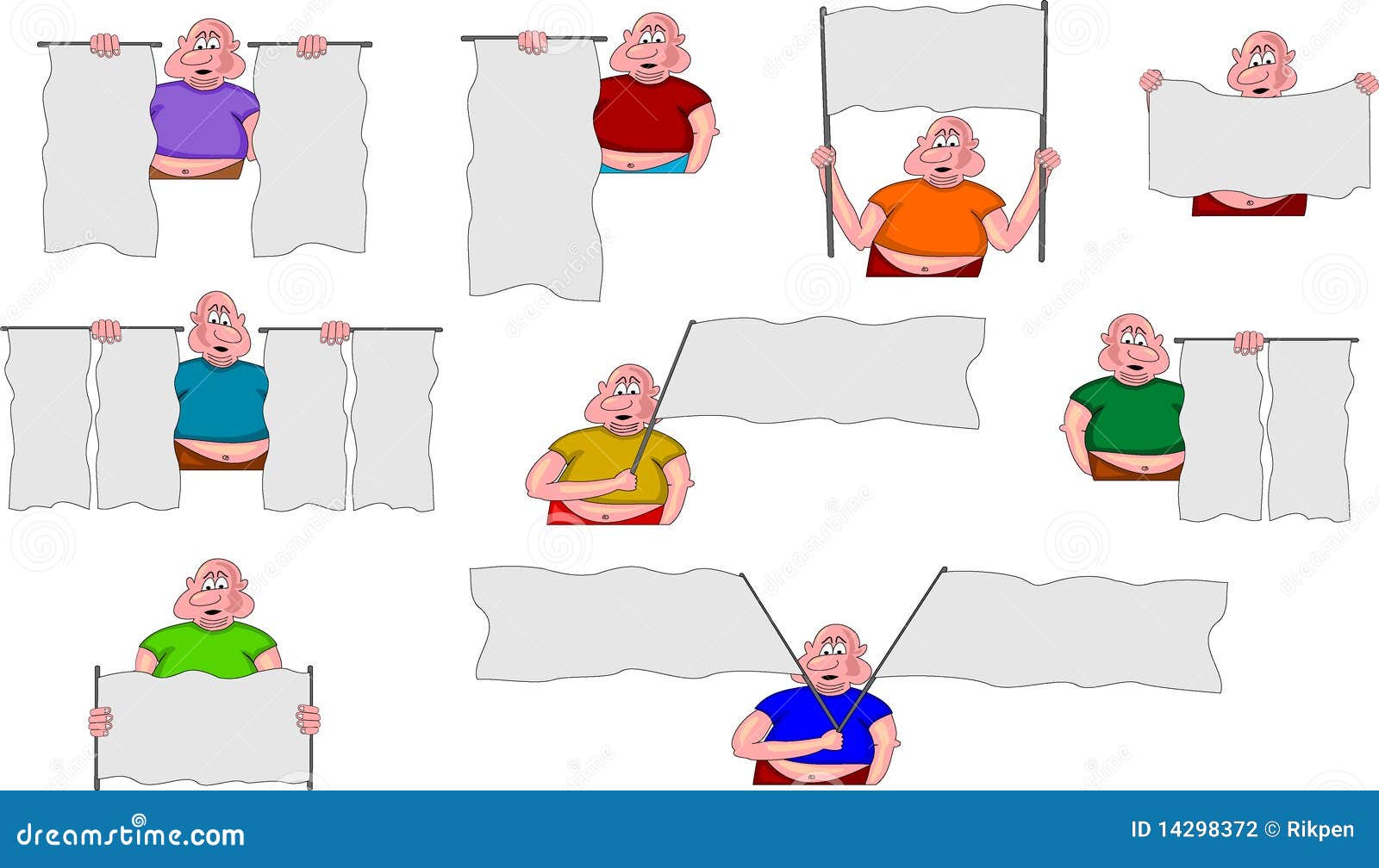 Fat Men with Flags Used for Messages Stock Vector - Illustration of ...