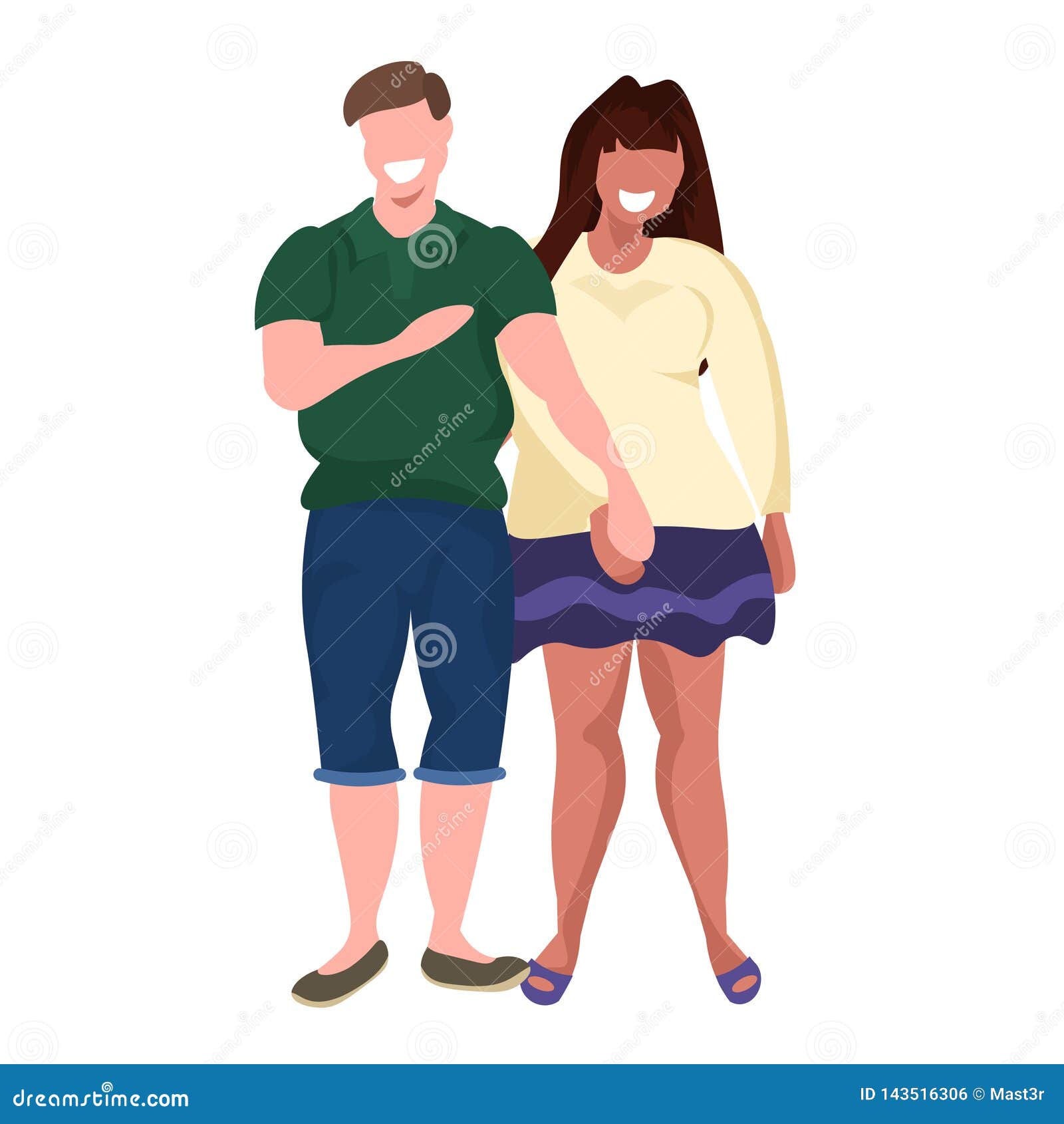 Fat Obese Couple Standing Together Smiling Overweight Casual Man Woman Obesity Concept Male