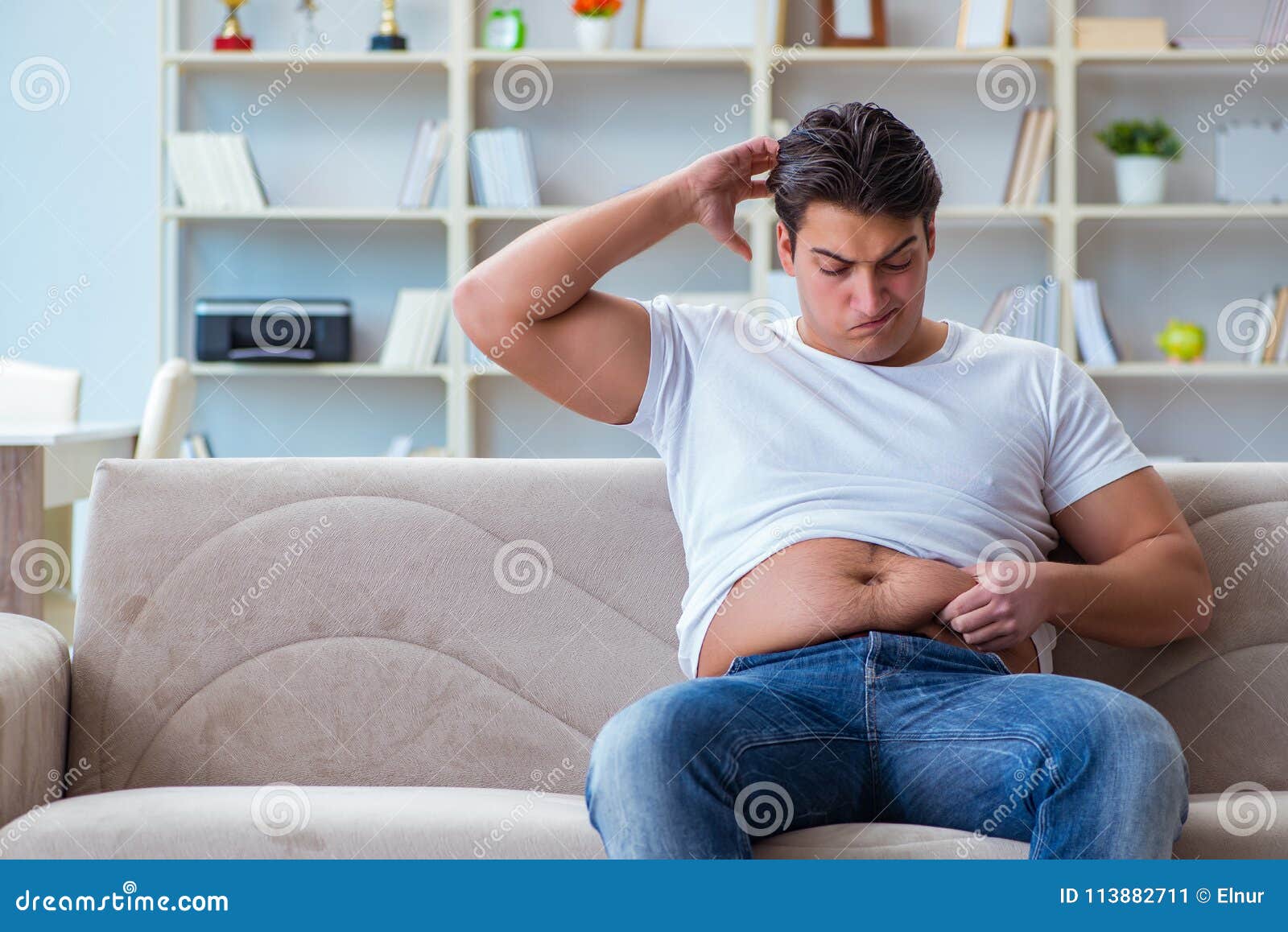 The Fat Obese Man in Dieting Concept Stock Image - Image of belly ...