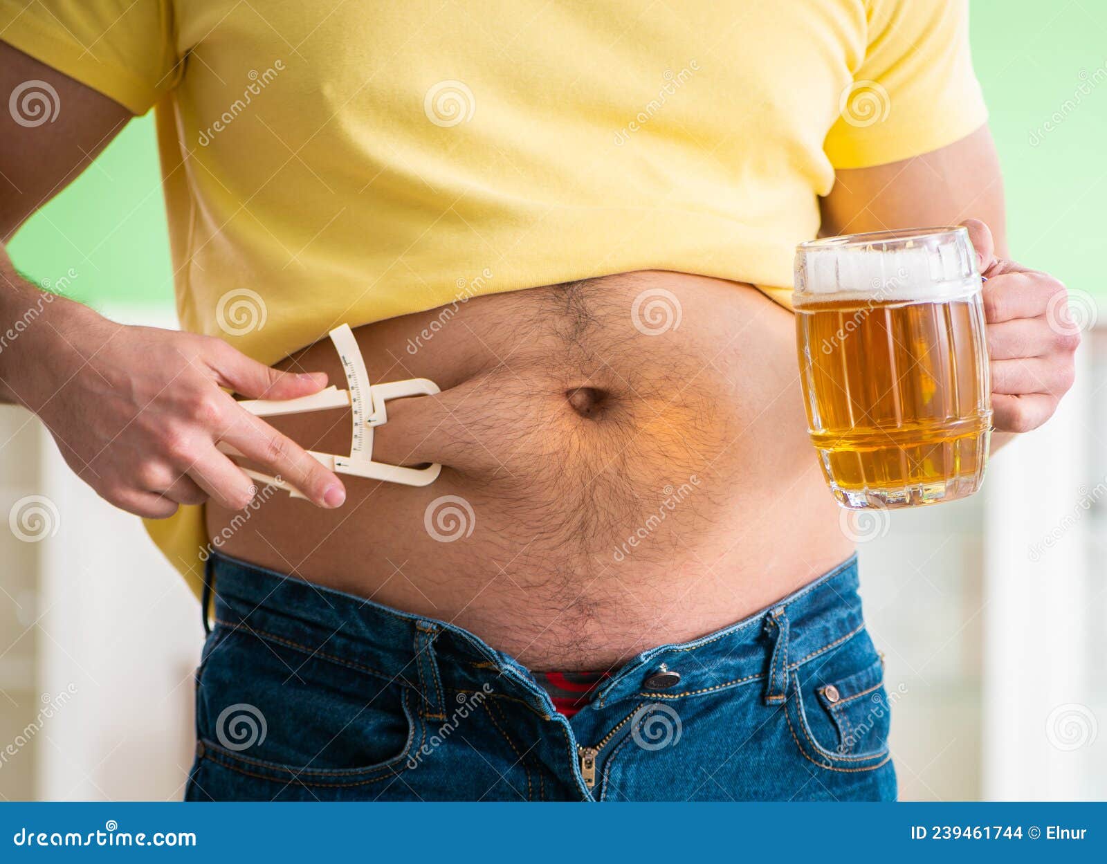 Fat Obese Man Holding Beer in Dieting Concept Stock Photo - Image of ...