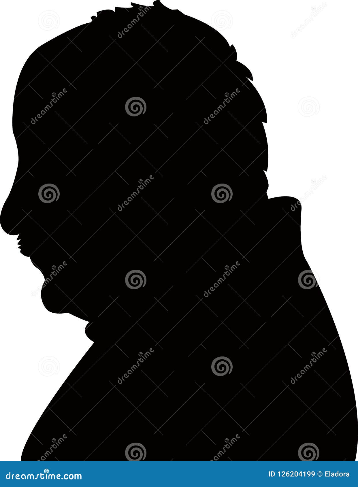 A Fat Old Man Head Silhouette Vector Stock Vector - Illustration of ...