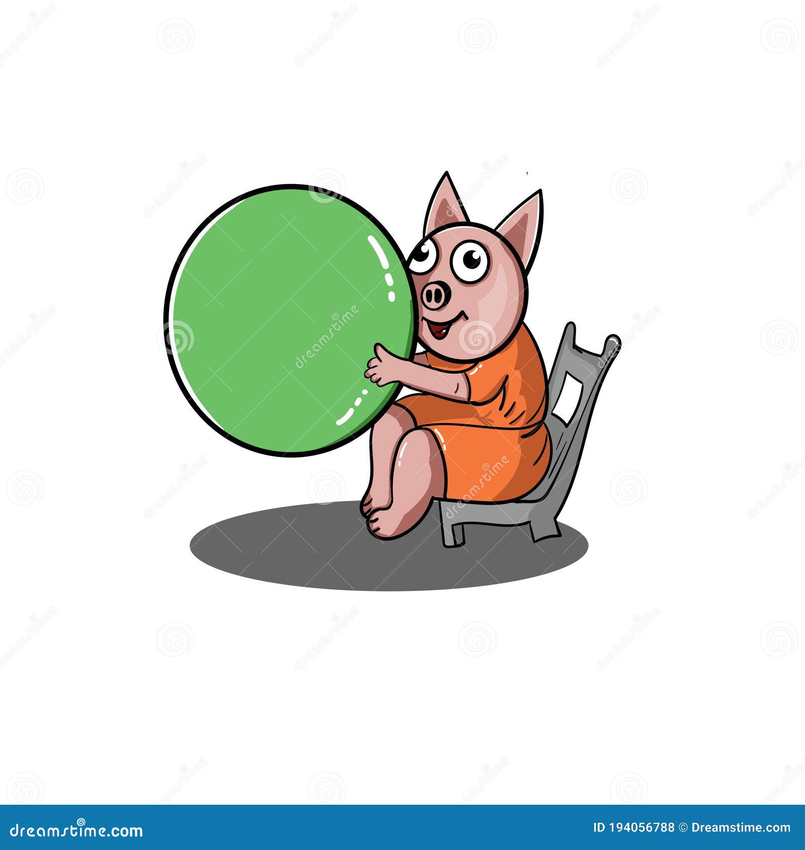 Fat Pig Character Holding Big Balloon Stock Vector - Illustration of ...