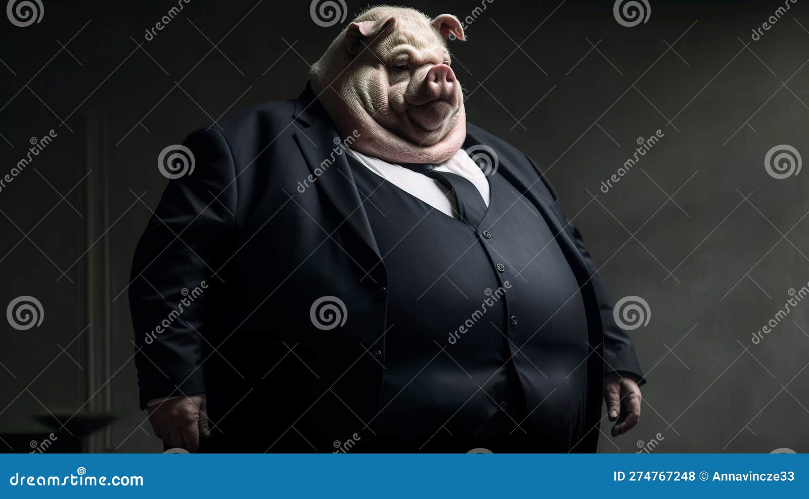 Fat Pig in a Suit, Generative AI Stock Illustration - Illustration of ...