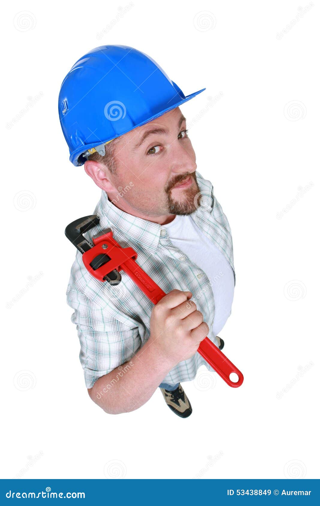Fat plumber holding tool stock image. Image of foreman - 53438849