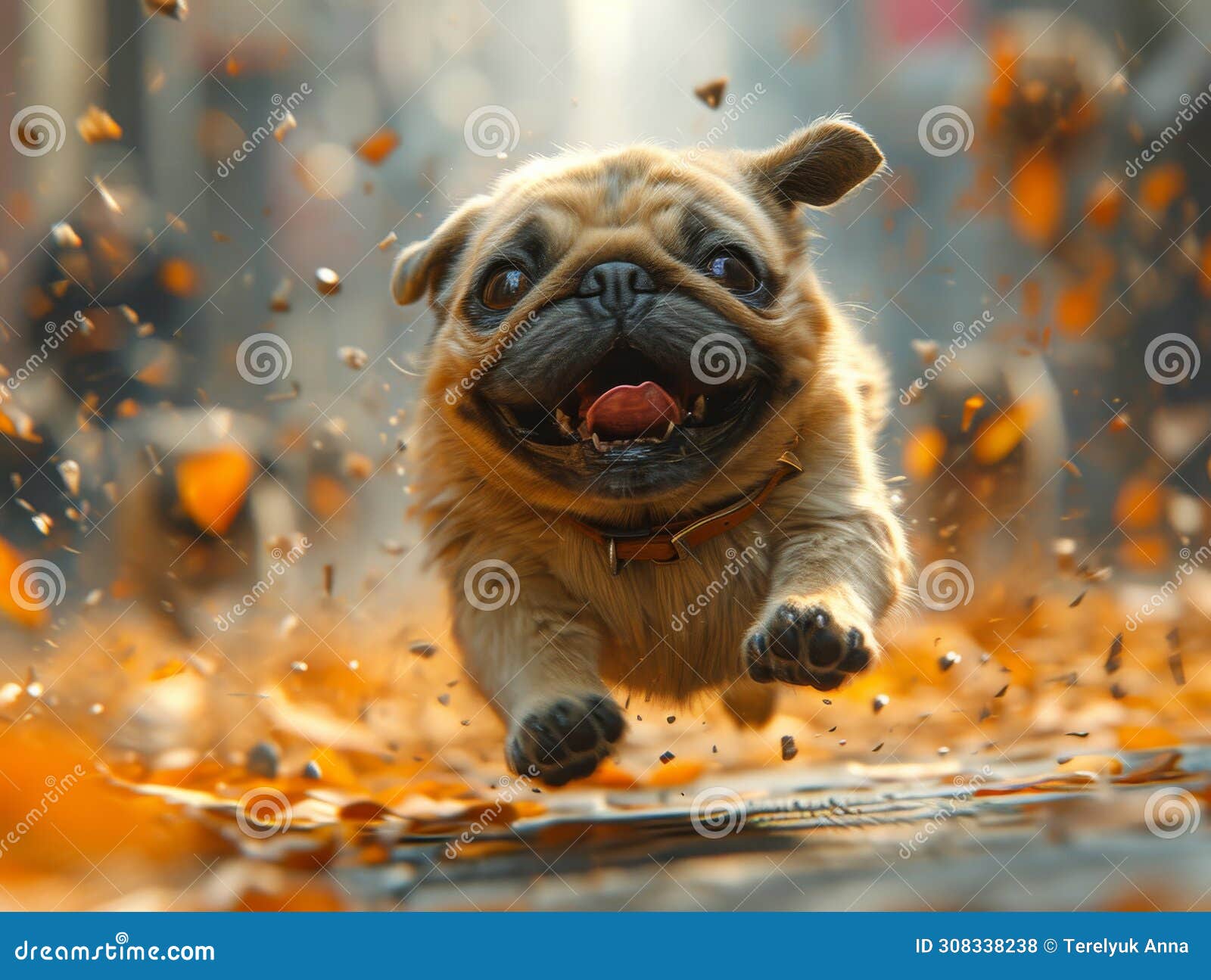 A Fat Pug Dog Running Past the Art Direction Stock Photo - Image of ...