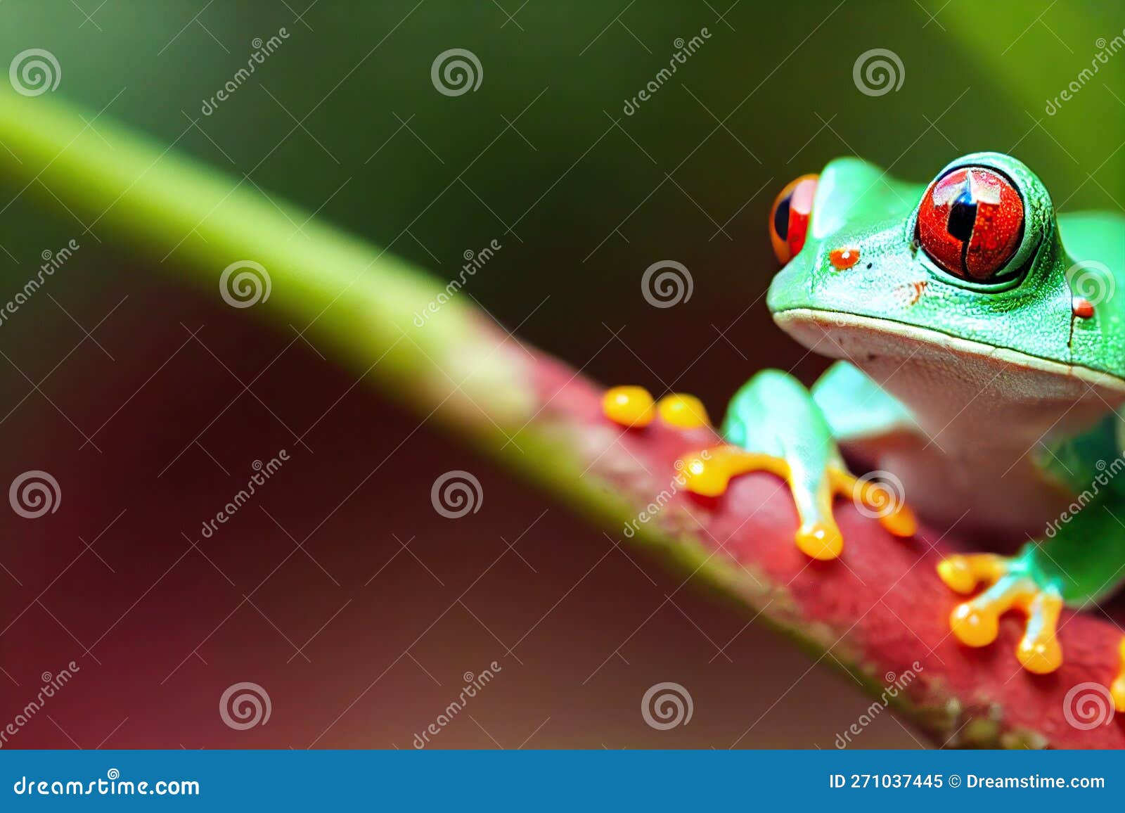 Fat Red Eyed Tree Frog Peeking Out from Behind Tree Stock Image - Image ...