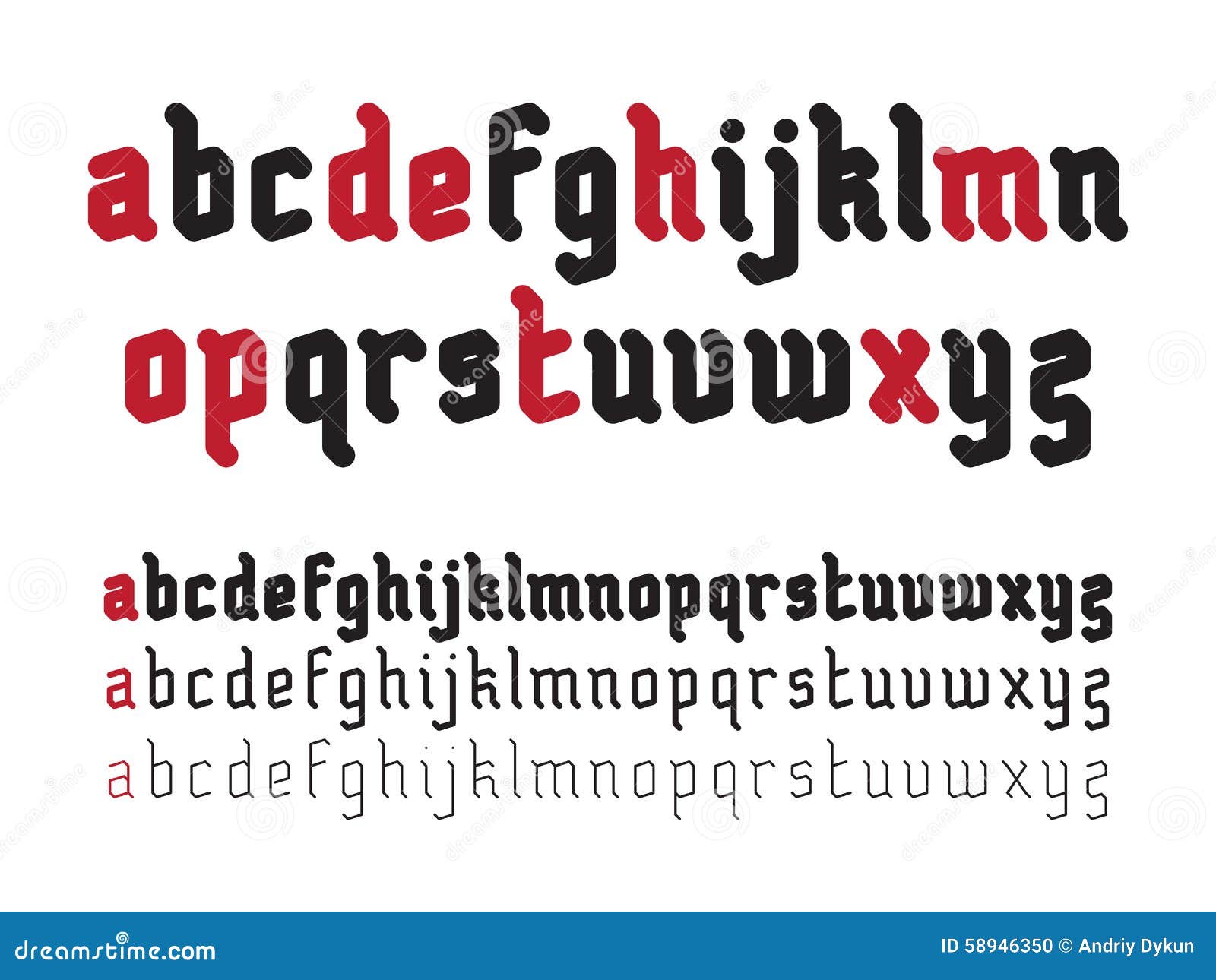 Fat Rounded Line Gothic Font Stock Vector - Illustration of english ...