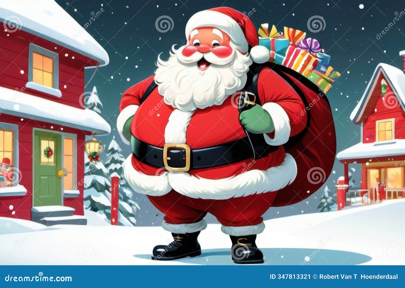 A Fat Santa Claus Bringing Present at 1-12-2024 Stock Illustration ...