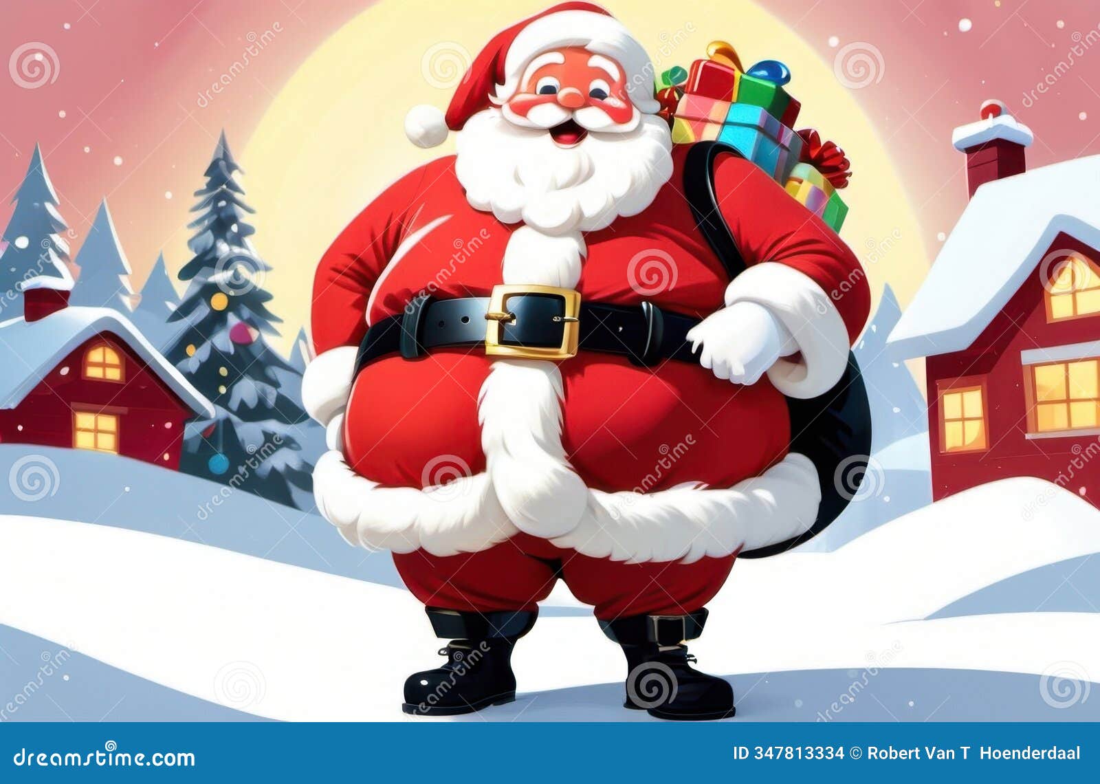 A Fat Santa Claus Bringing Present at 1-12-2024 Stock Illustration ...