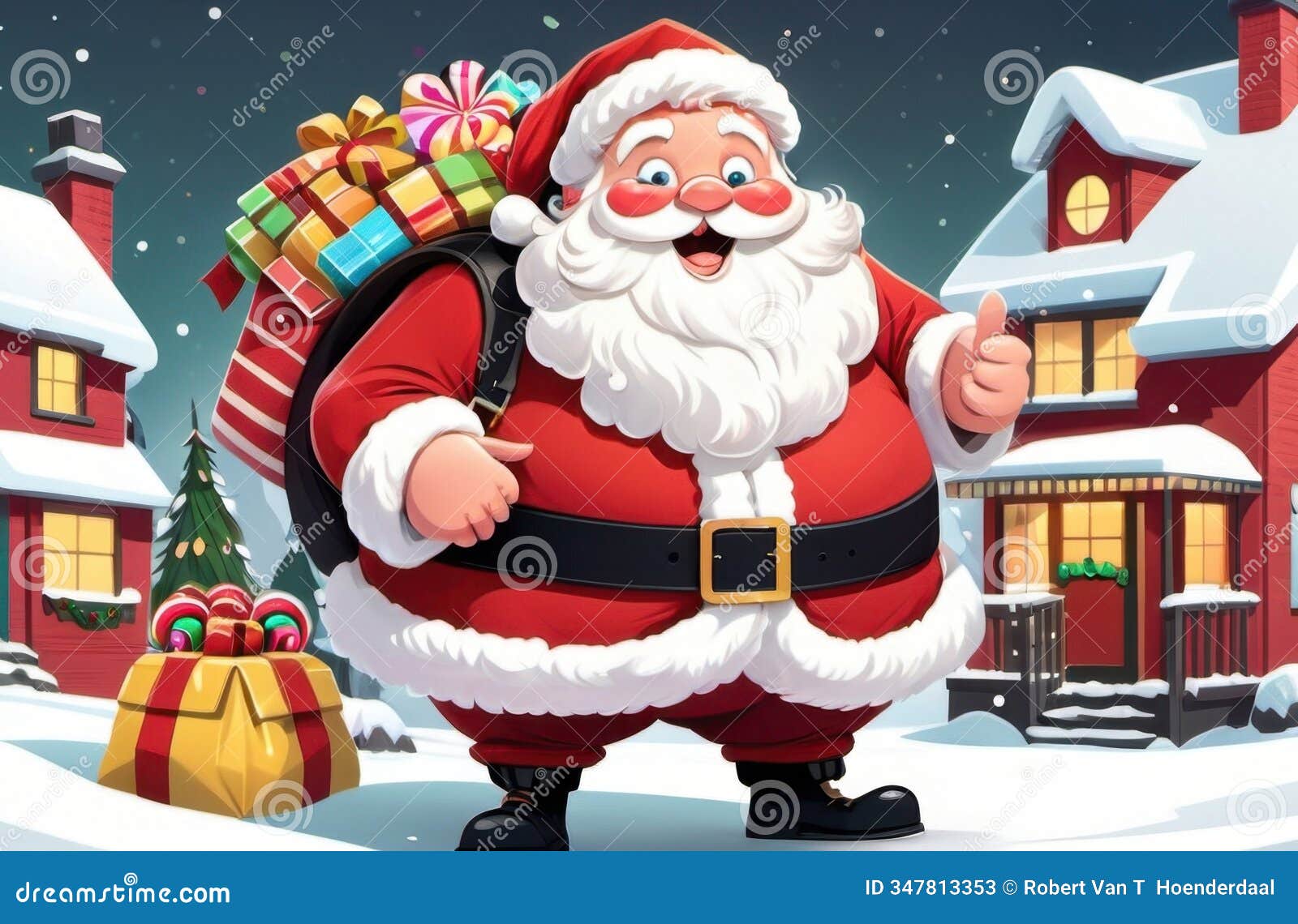 A Fat Santa Claus Bringing Present at 1-12-2024 Stock Illustration ...