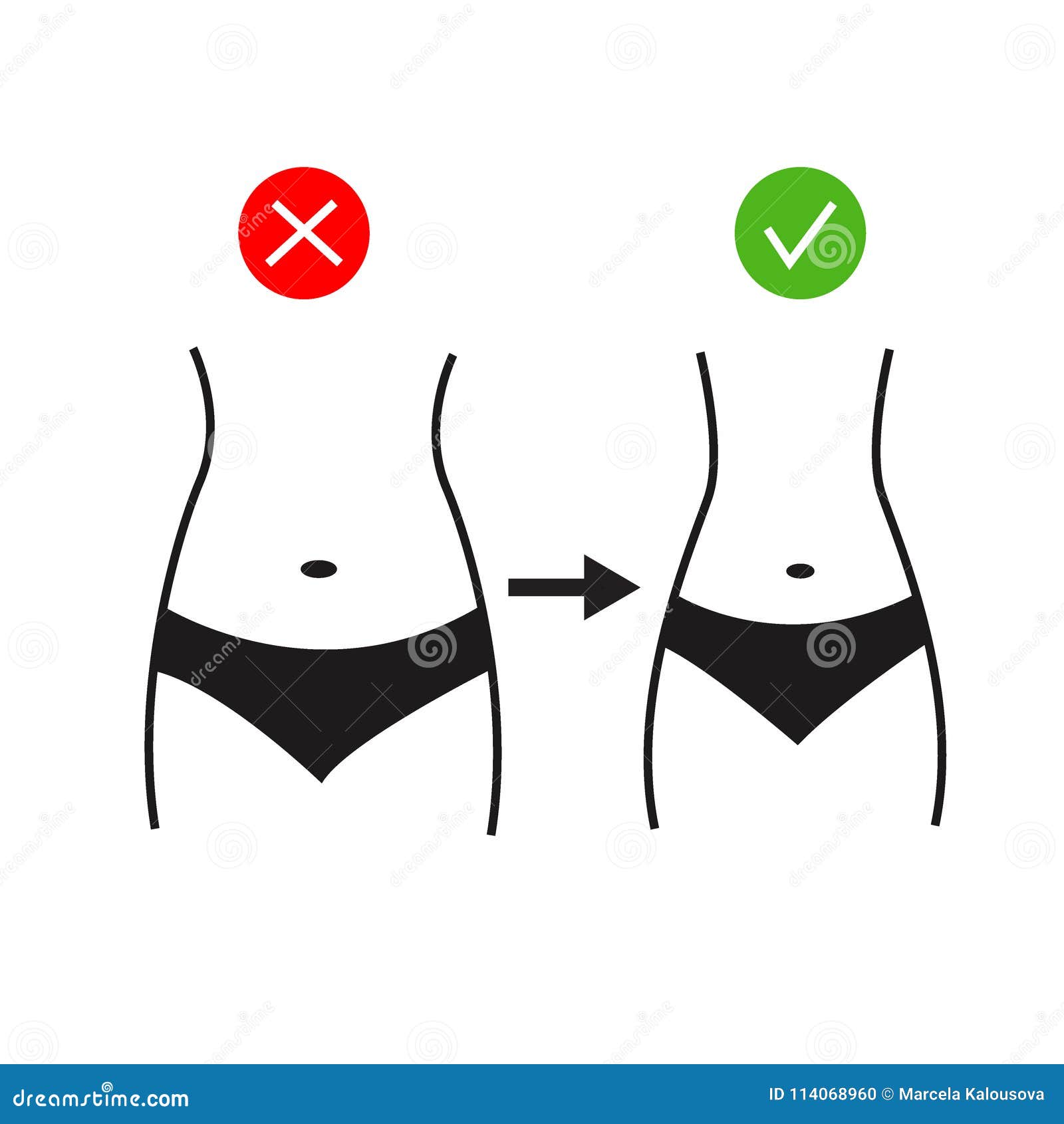 Fat And Slim Woman Figure Before And After Weight Loss Stock Vector