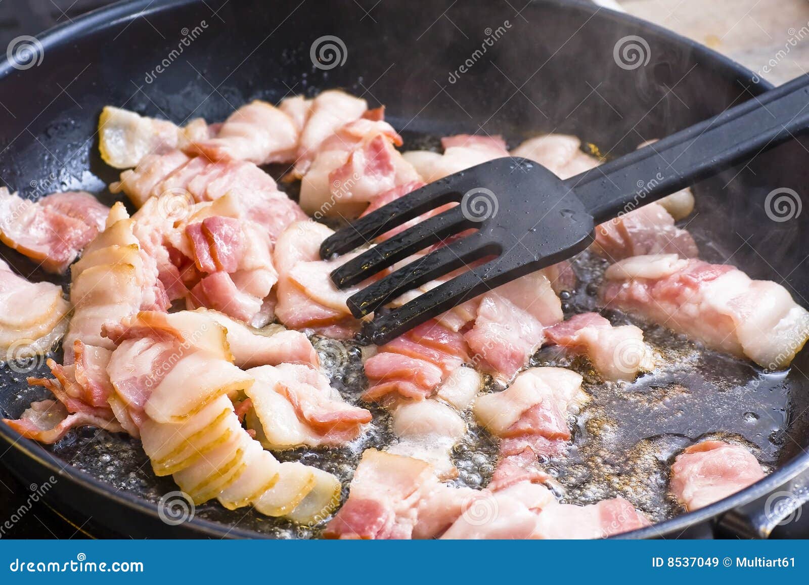 Fat Smoked Bacon in Frying a Pan Stock Image - Image of bacon, roasted ...