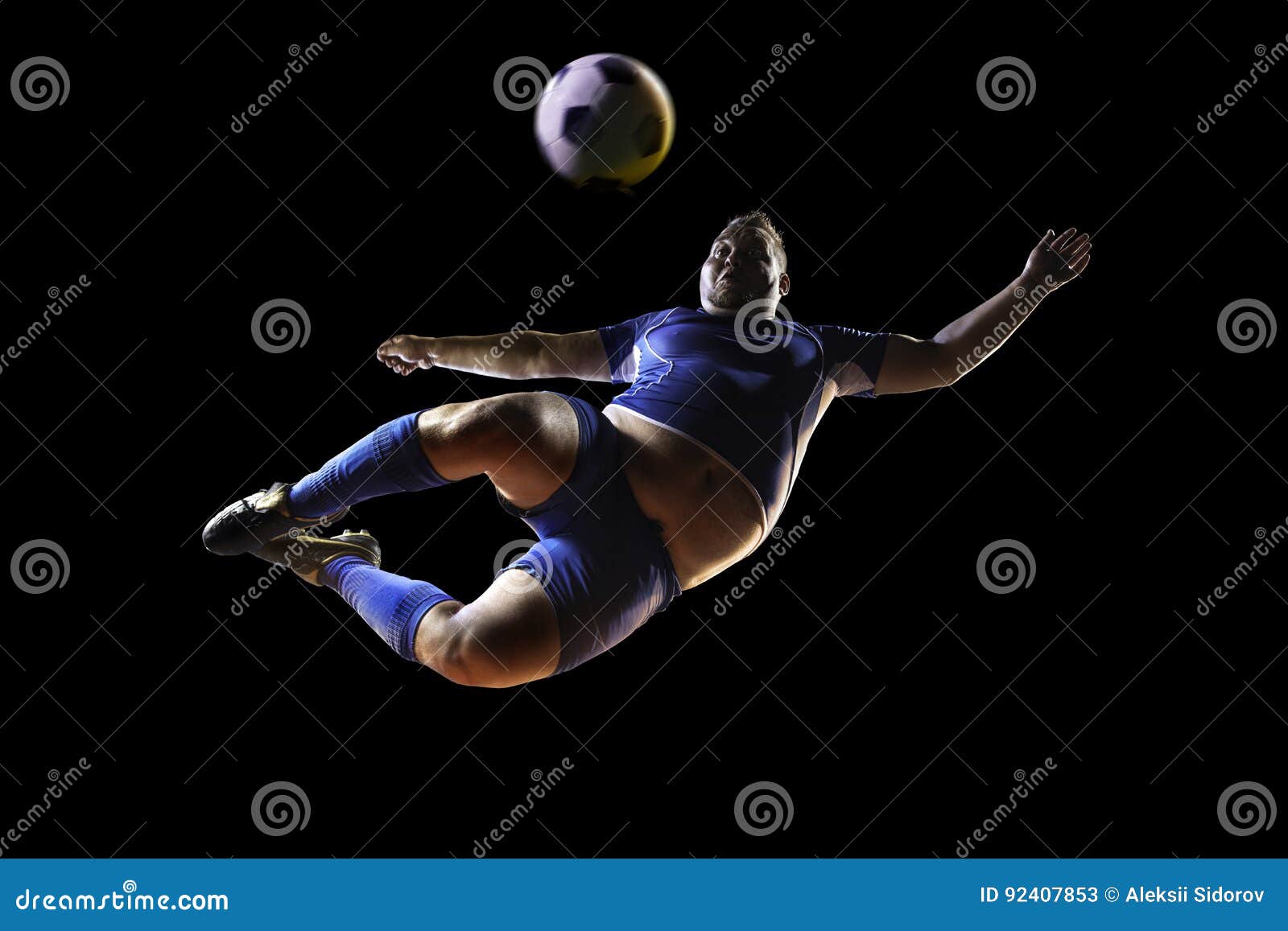 Fat Soccer Player in Action Isolated Stock Image - Image of football ...