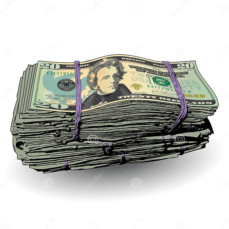 A Fat Stack of 20 Dollar Bills Stock Vector - Illustration of paper ...