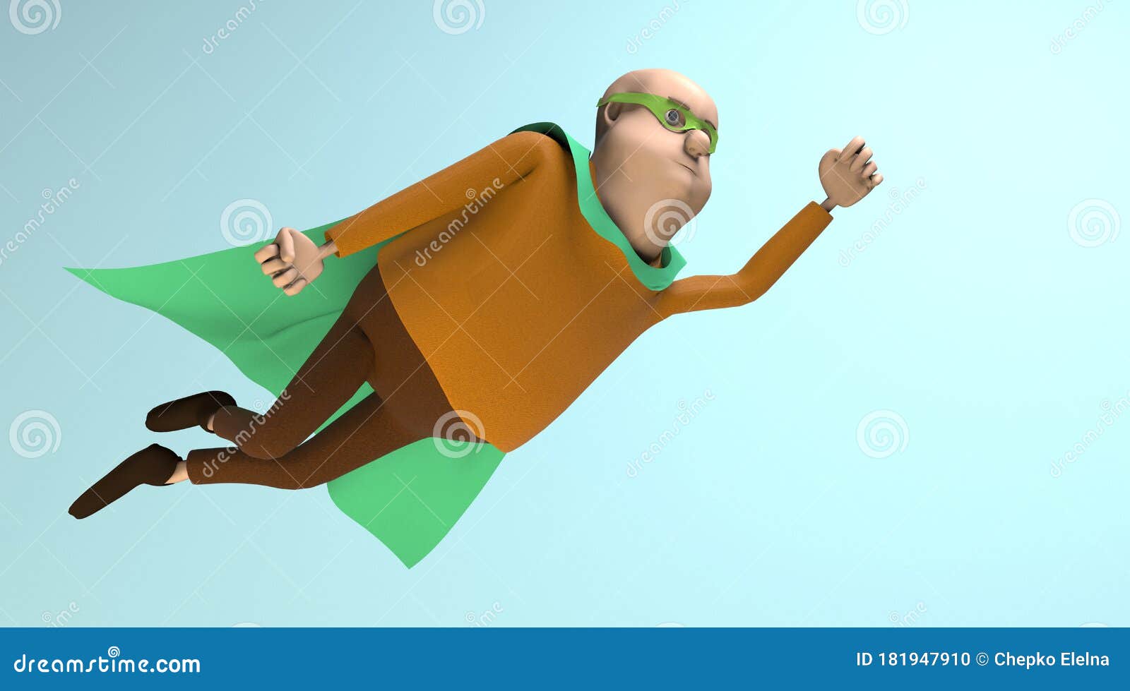 Fat Superhero Flying ,3d Render Stock Illustration - Illustration of ...