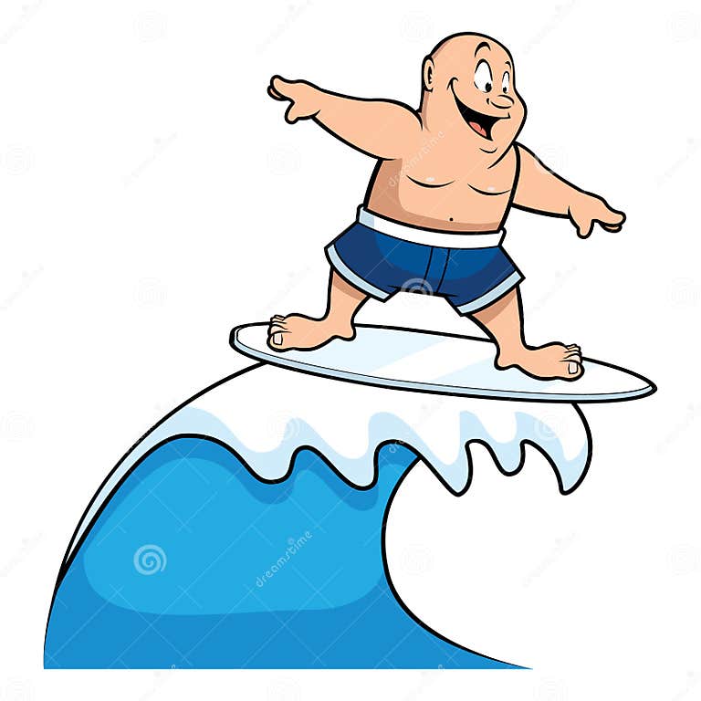 Fat surfer riding wave stock vector. Illustration of hawaii - 17516292