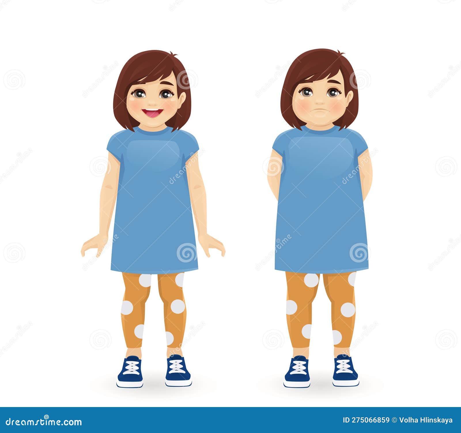 Fat Thin Female Different Stages Woman Health Diet Cartoon Character Design Isolated On White