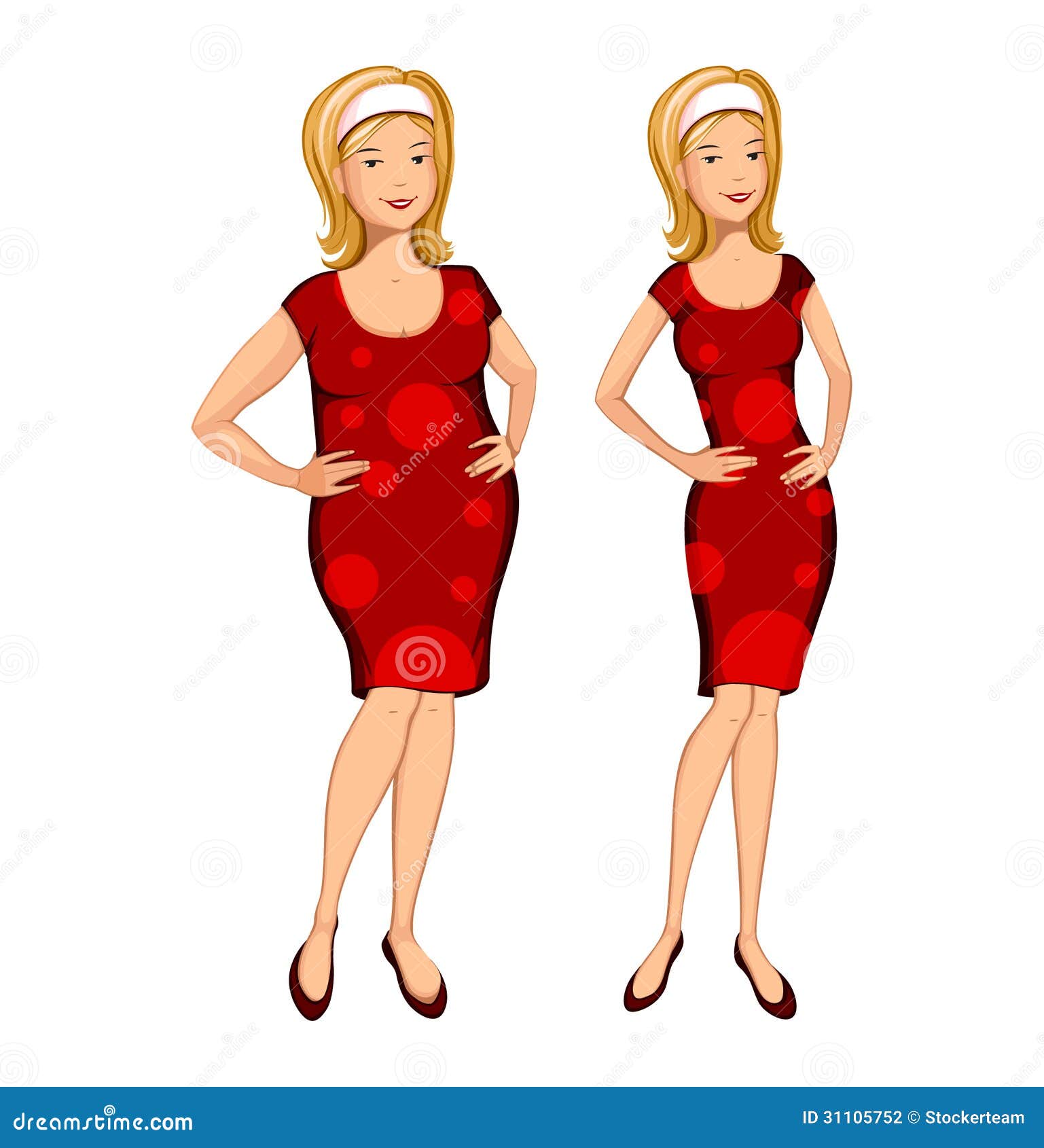 Fat and Thin Woman Isolated on White Background Stock Illustration ... Fat and Thin Woman Isolated on White Background Stock Illustration ...