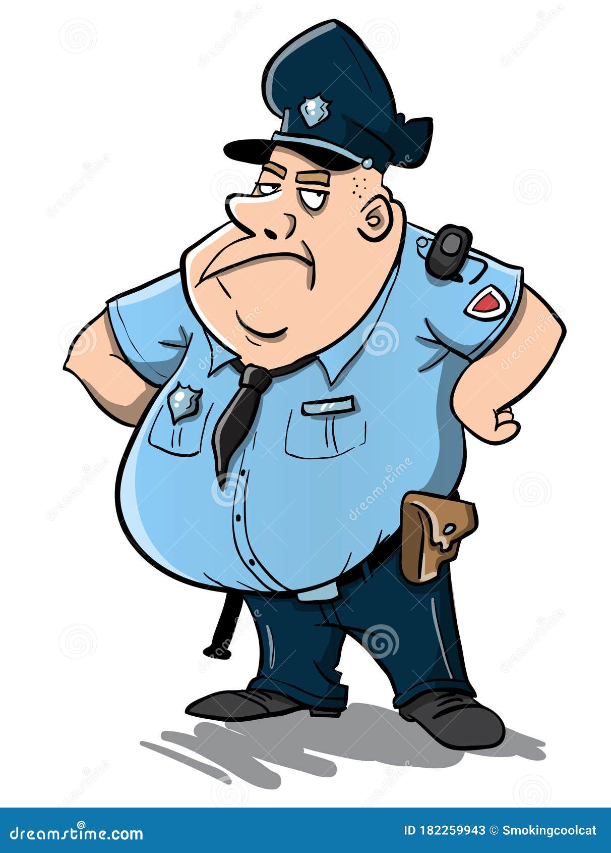 Fat Policeman Standing Guard Stock Vector - Illustration of human ...
