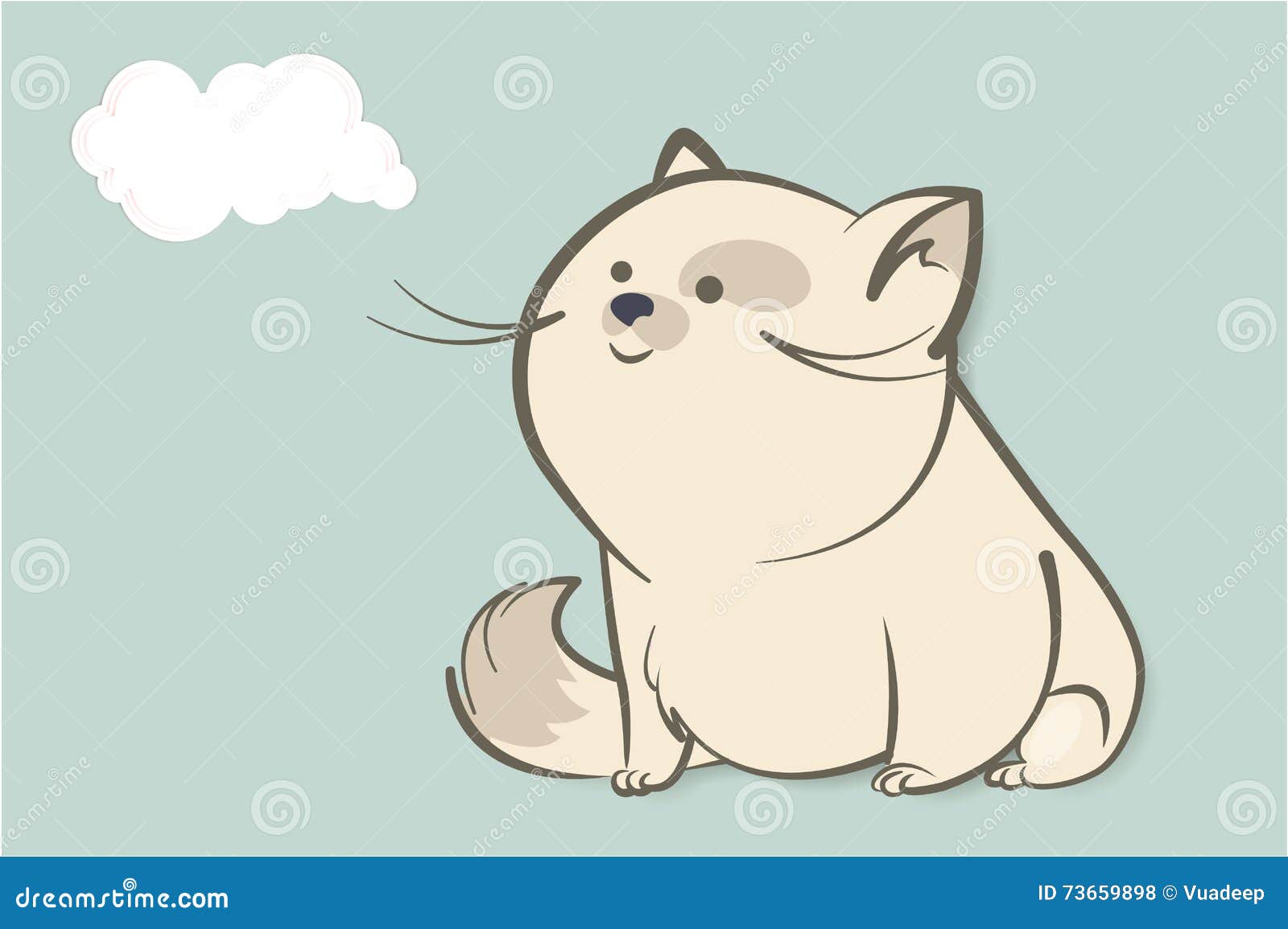 Fat White Cat and Abstract Cloud Stock Illustration - Illustration of ...
