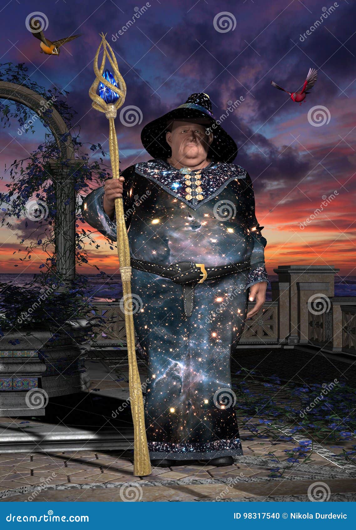 Fat Wizard stock illustration. Illustration of dryad - 98317540