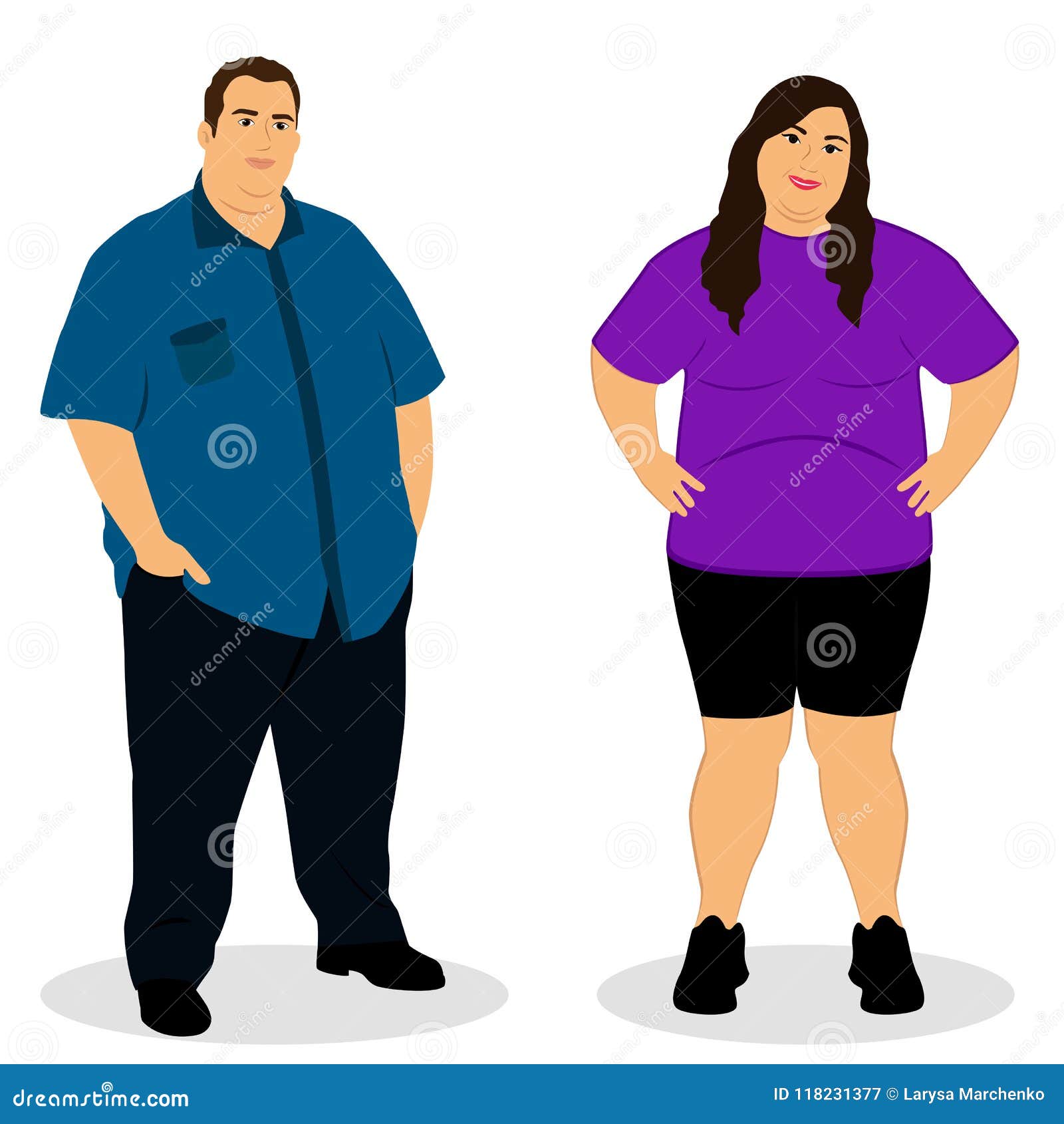Old Couple Obesity Infographic Vector Illustration