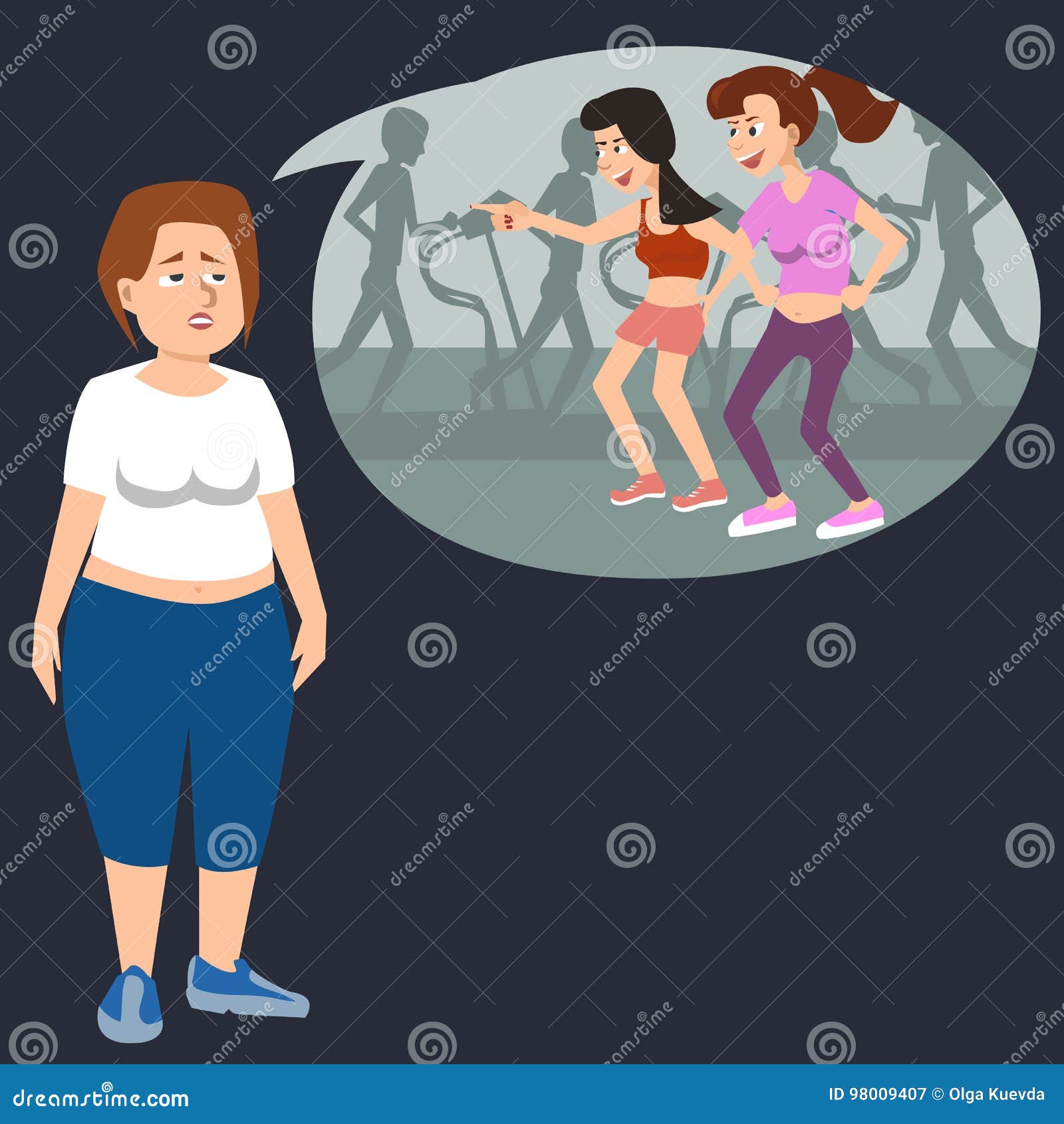 Fat Woman Has a Complex about Her Body Stock Vector - Illustration of ... Fat Woman Has a Complex about Her Body Stock Vector - Illustration of ...