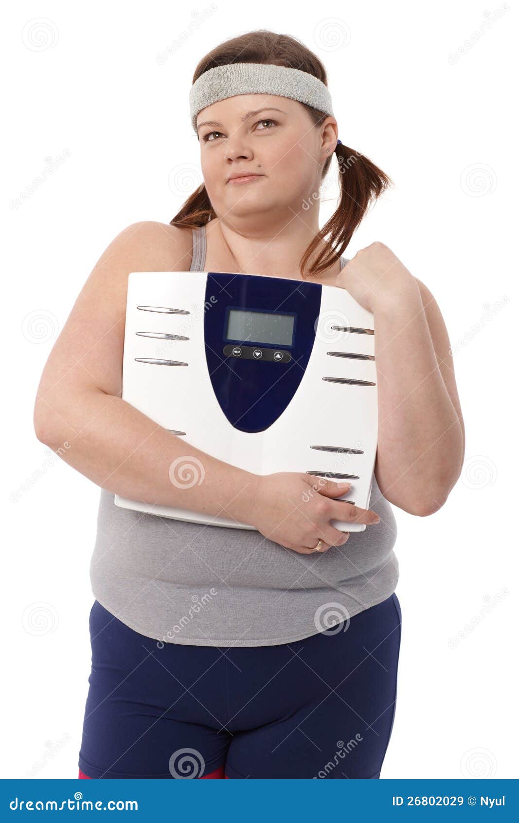 Fat Woman Holding a Scale in Hand Stock Image - Image of alone, 2530: ...