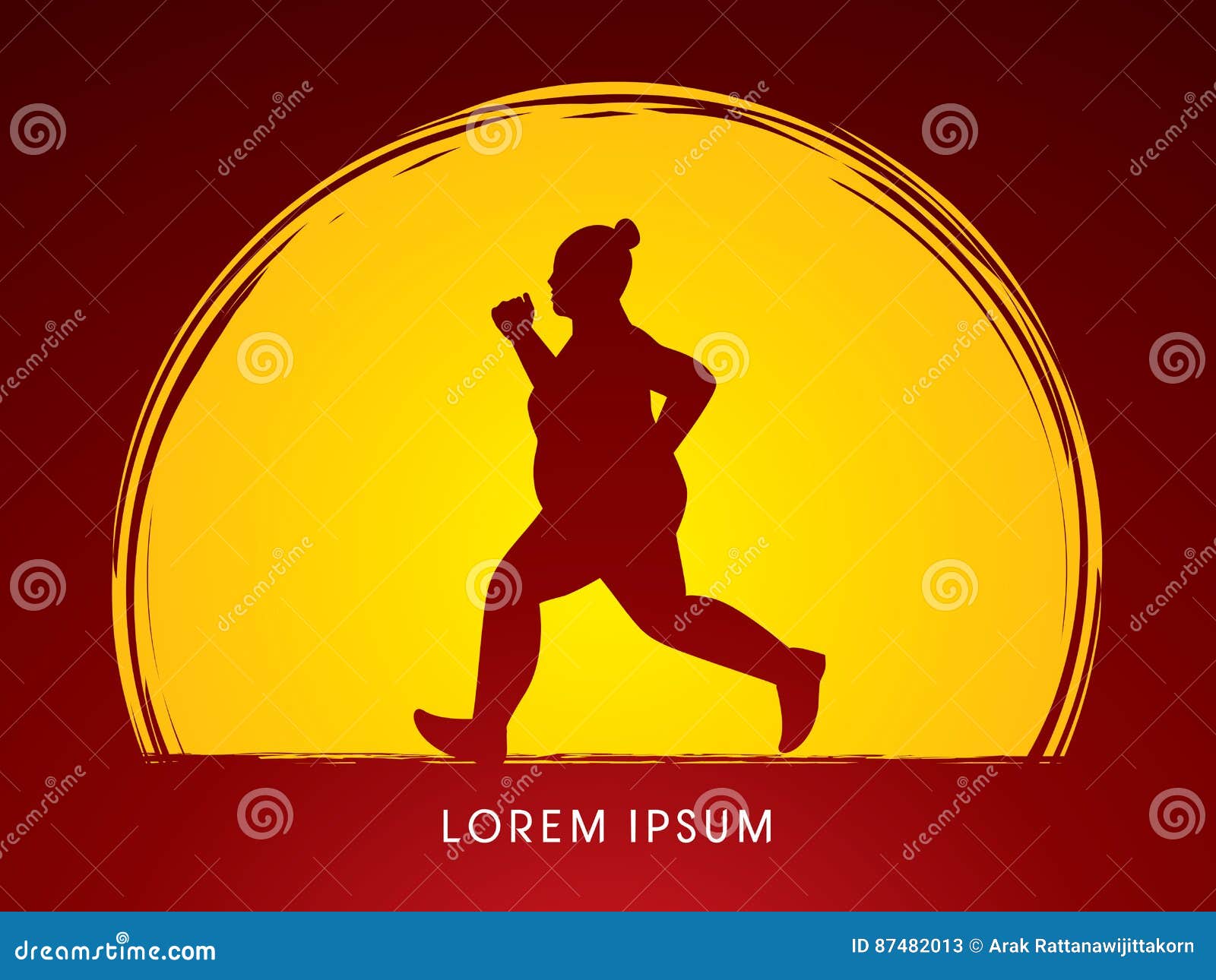 Fat woman running graphic stock vector. Illustration of diet - 87482013