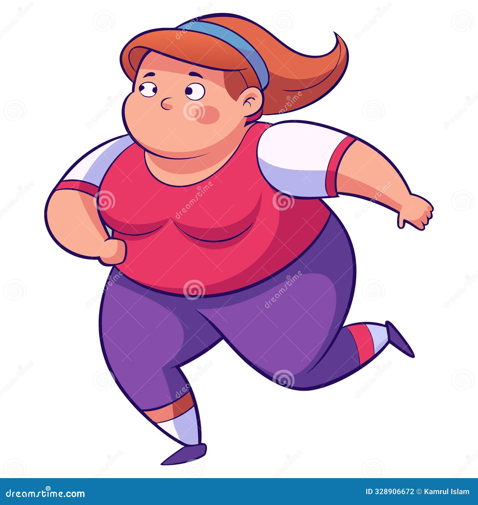 Fat Woman Running Pose Cartoon Character Stock Vector Illustration Of