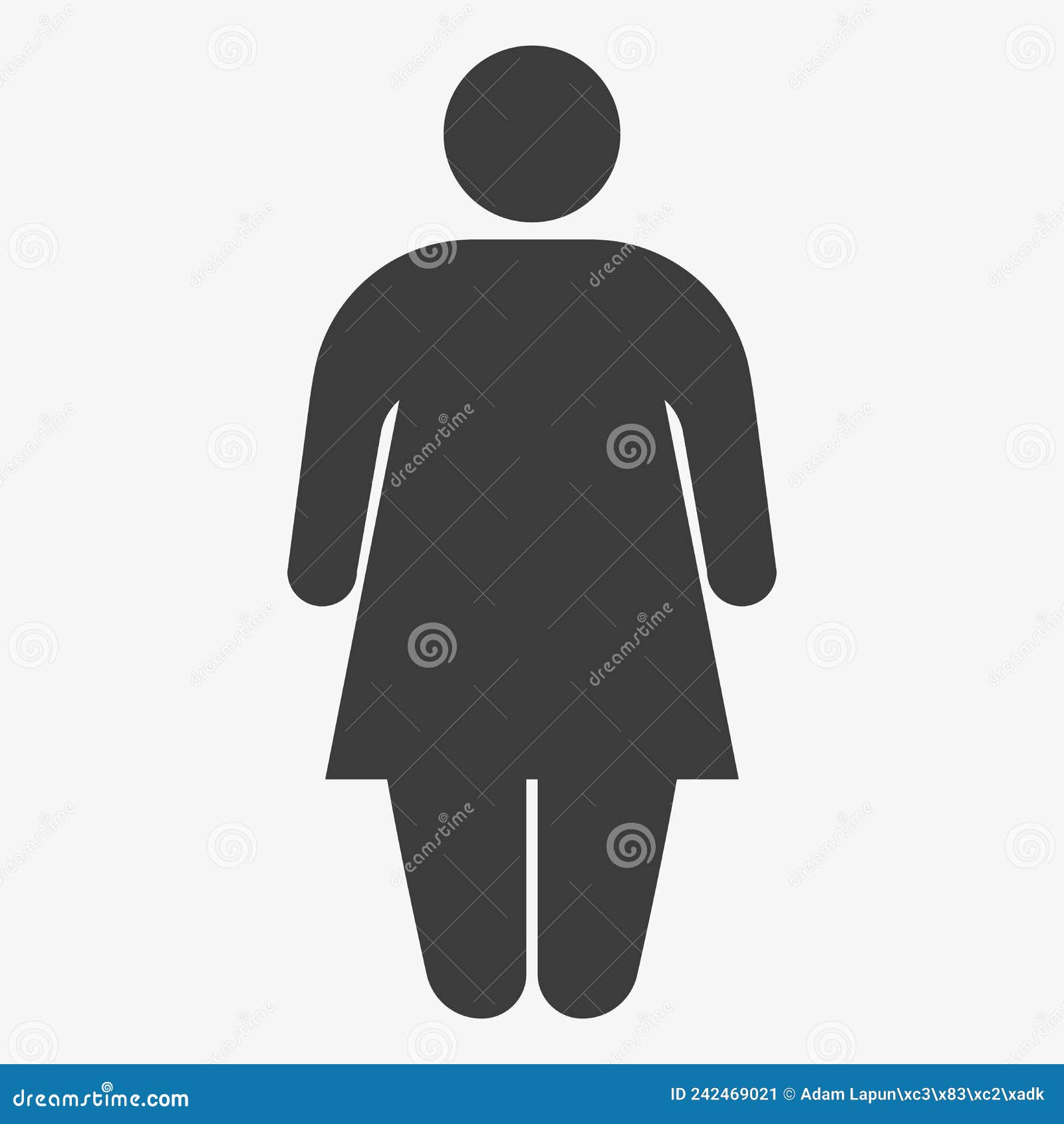 Fat Woman Vector Icon on White Background Stock Vector - Illustration ...