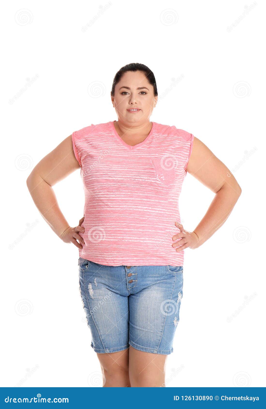 Fat Woman on White Background Stock Photo - Image of obese, cholesterol ...