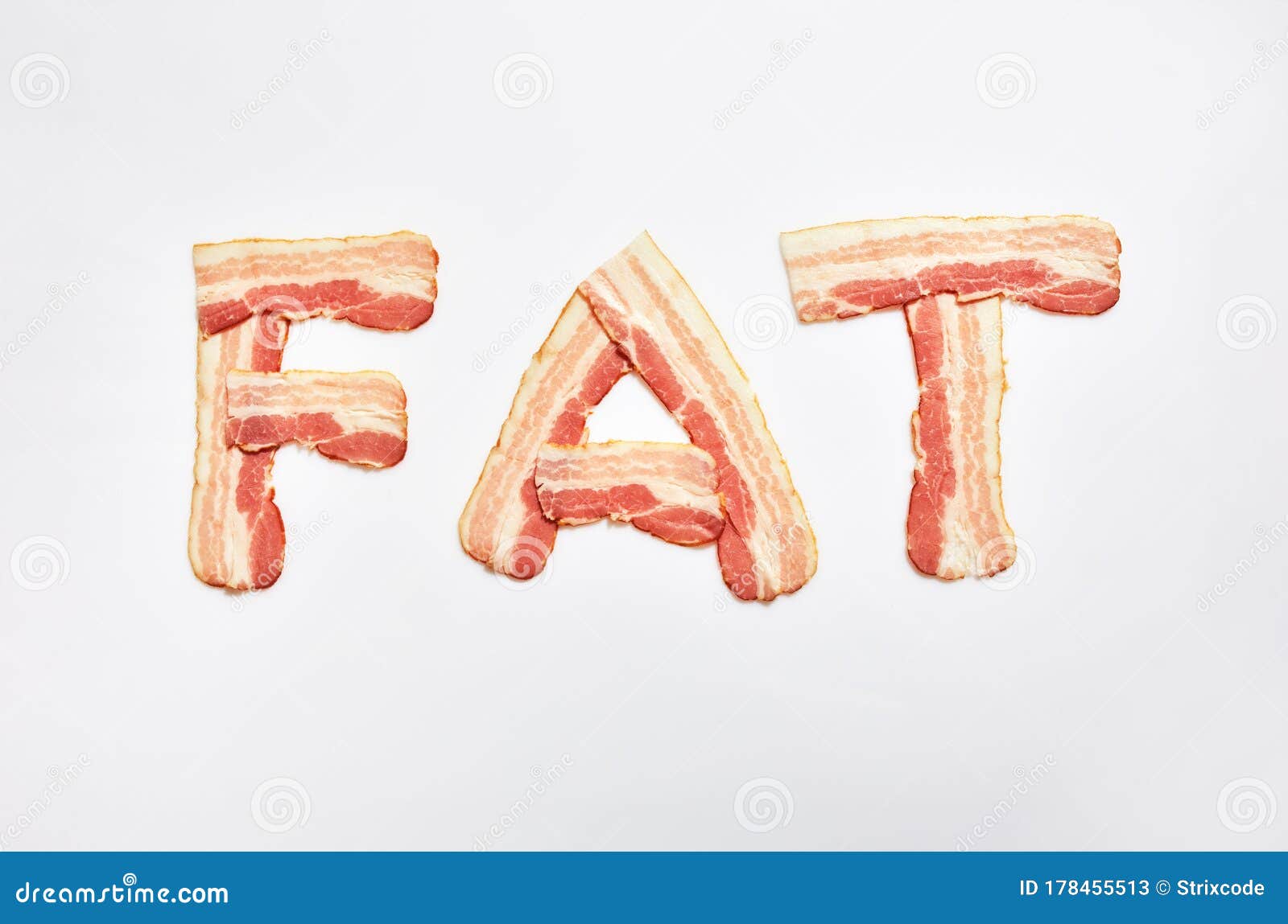 Fat Word Made of Bacon Isolated on White Stock Image - Image of word ...