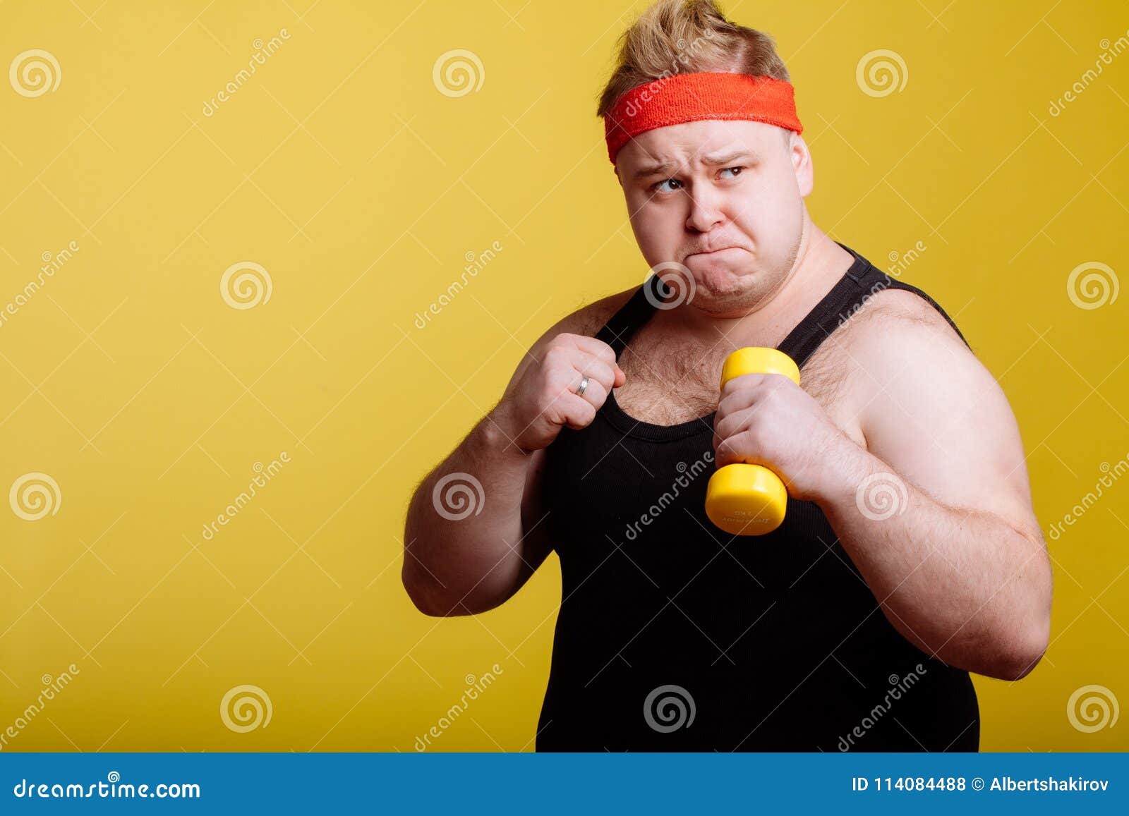 Fat Man Boxing and Looking Camera Stock Photo - Image of hang, fighter ...