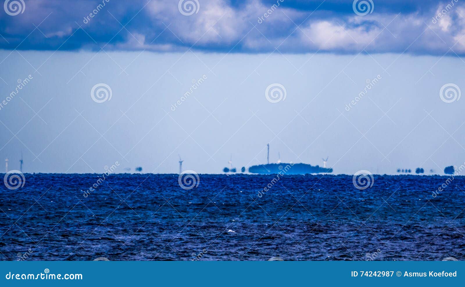 Fata Morgana (mirage) of Coastline with Wind Turbines Stock Image ...
