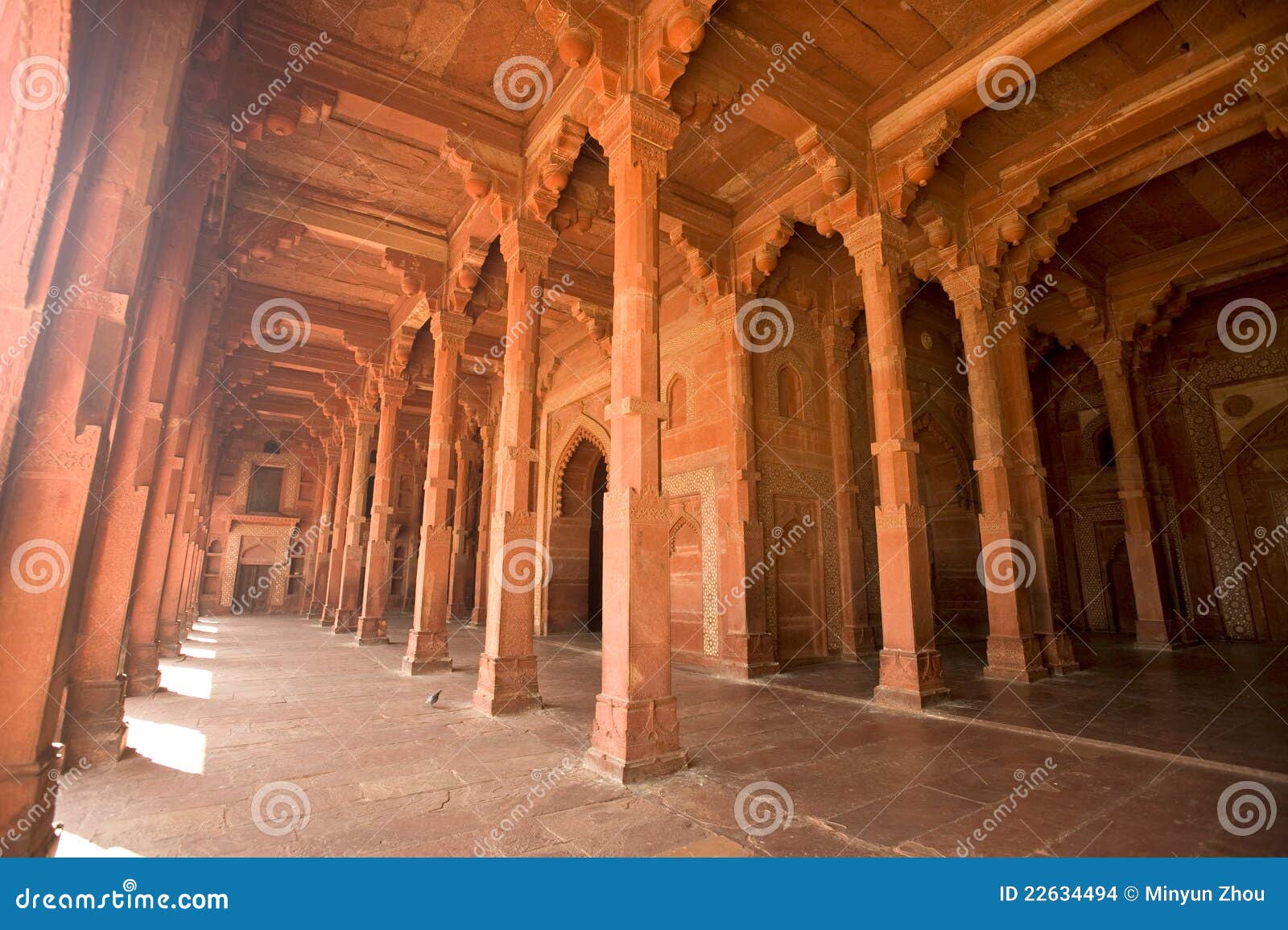 Fatehpur Sikri Red Column Corridor, India Stock Photo - Image of harem ...