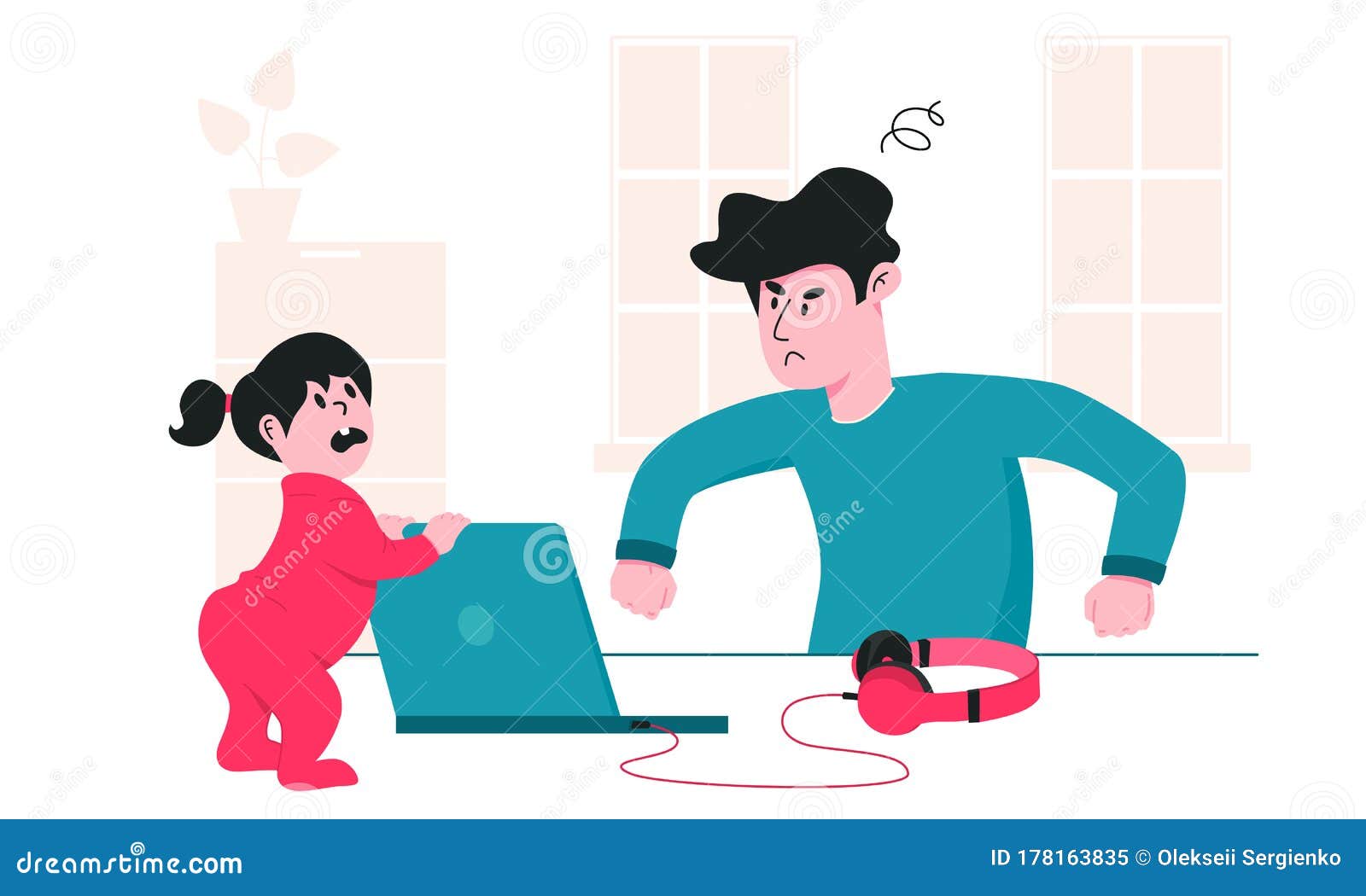 Father Angry With His Daughter Pointing His Finger At Broken Cup On