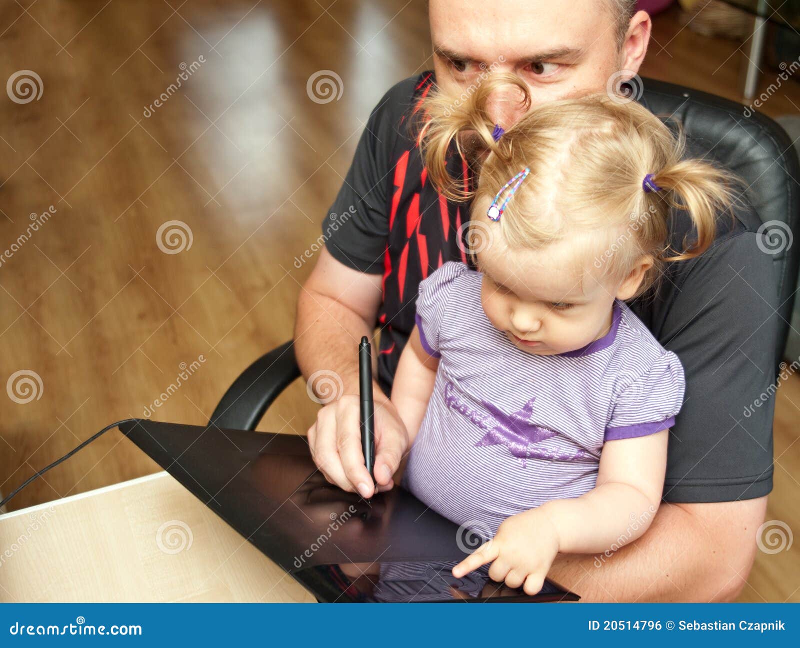 Father, baby and computer stock photo. Image of graphics - 20514796