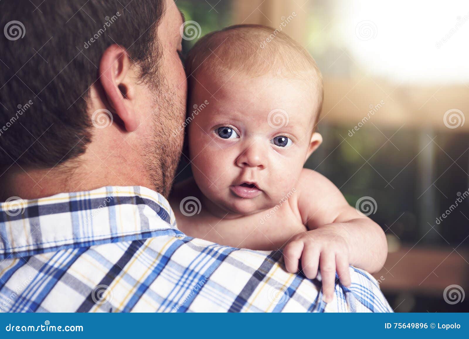 Father and Baby at Home Together, Bedtime Stock Photo - Image of daddy ...