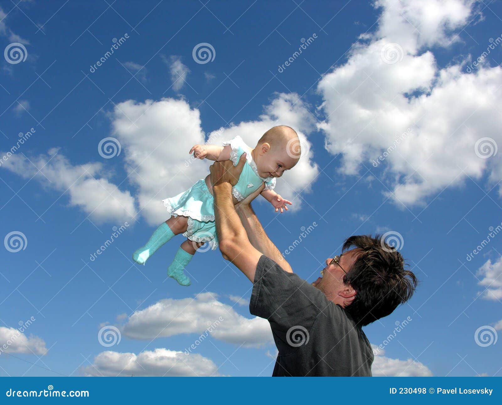 Father with baby in sky stock photo. Image of enjoying - 230498