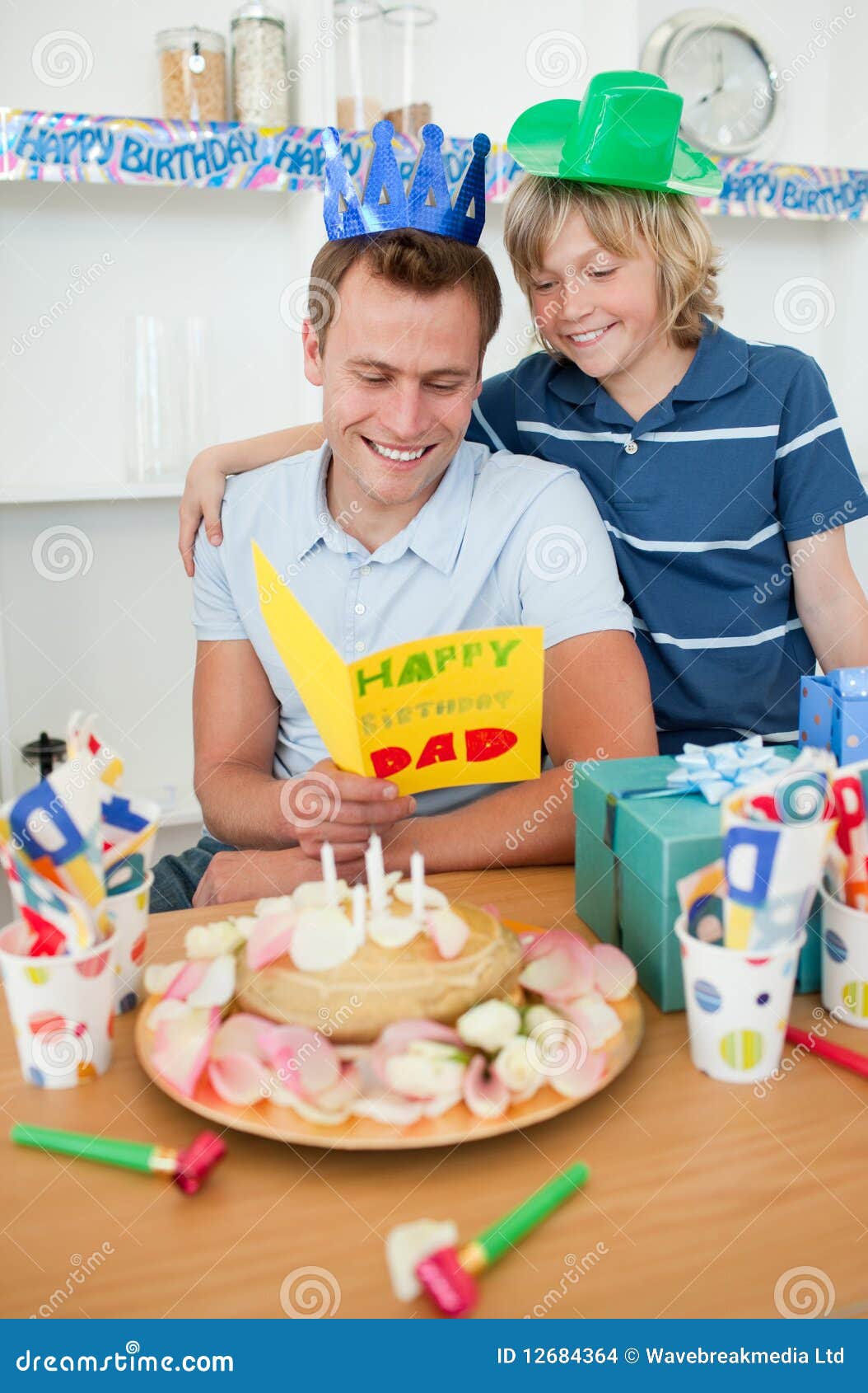 Father Celebrating His Birthday with His Son Stock Photo - Image of ...