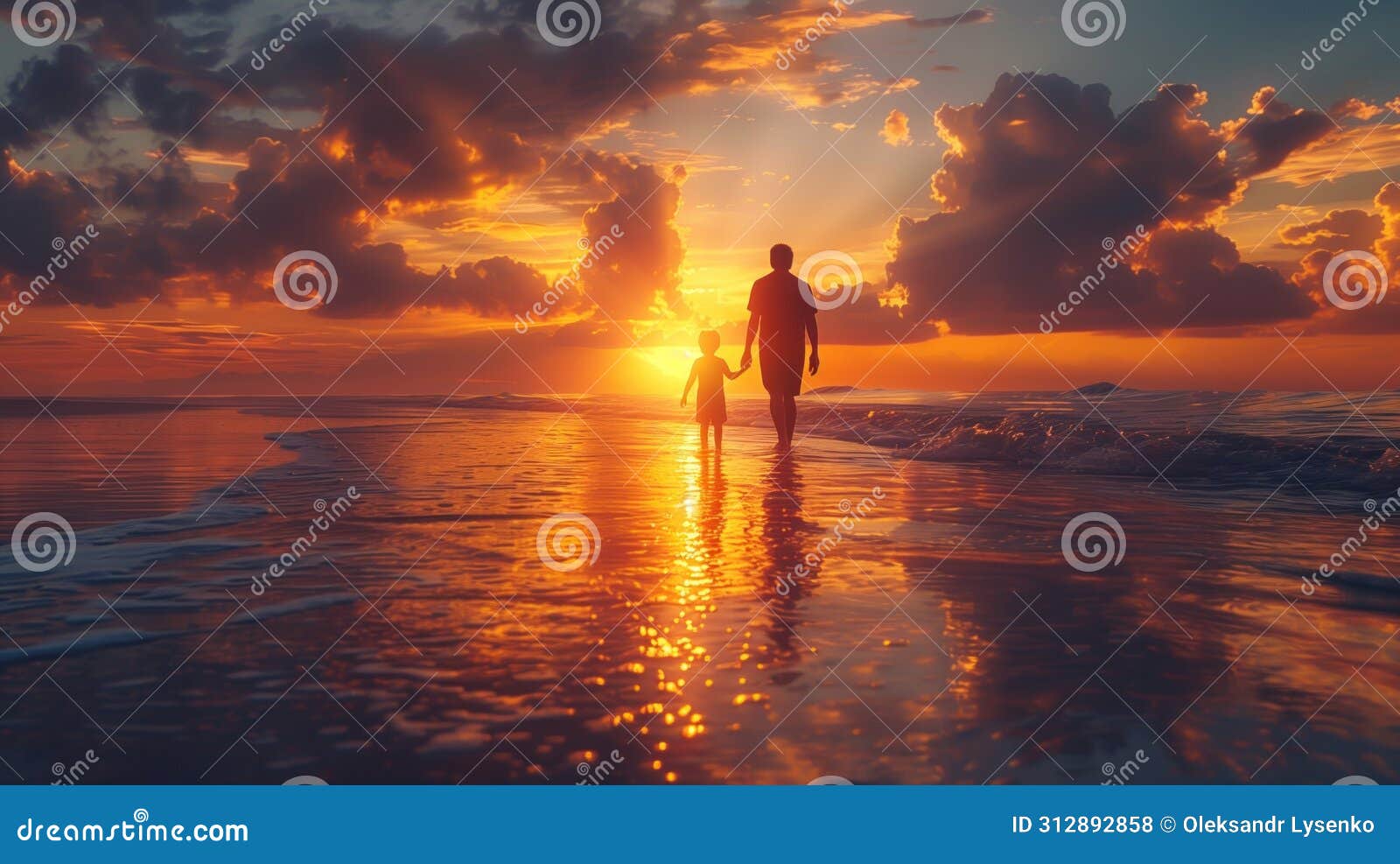 Father with Child Beautiful Landscape Stock Illustration - Illustration ...