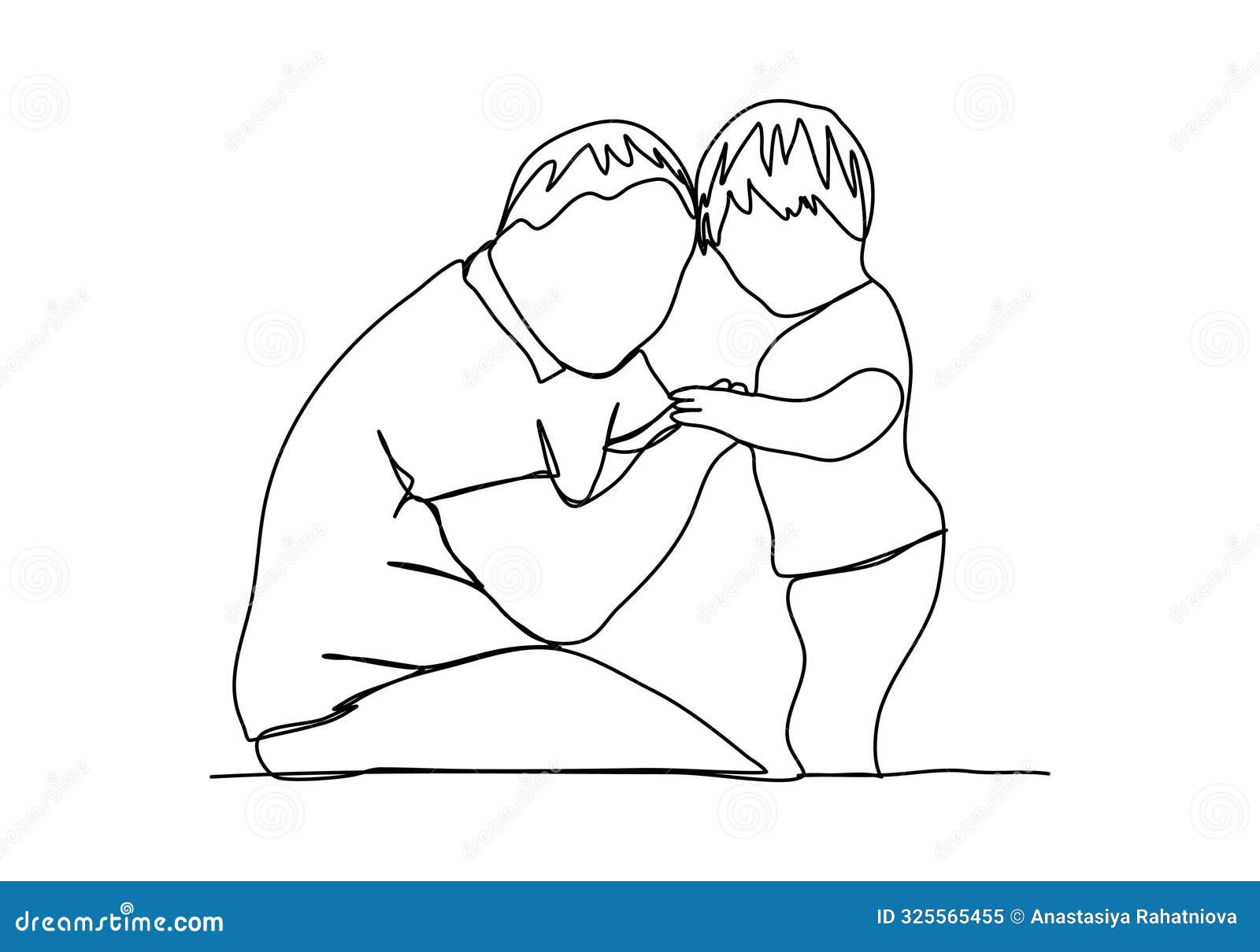 Father and Child. One Line Drawing Vector Illustration Stock ...