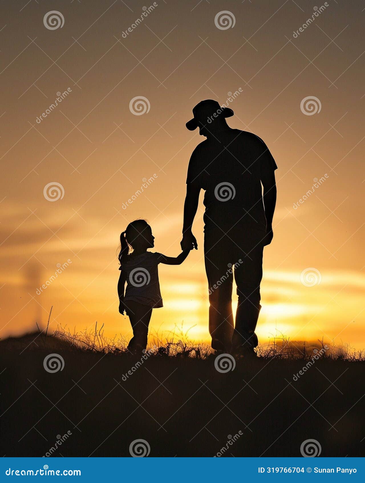 Father and Child Silhouette, Fathers Day, Sunset Backlit, Heartwarming ...