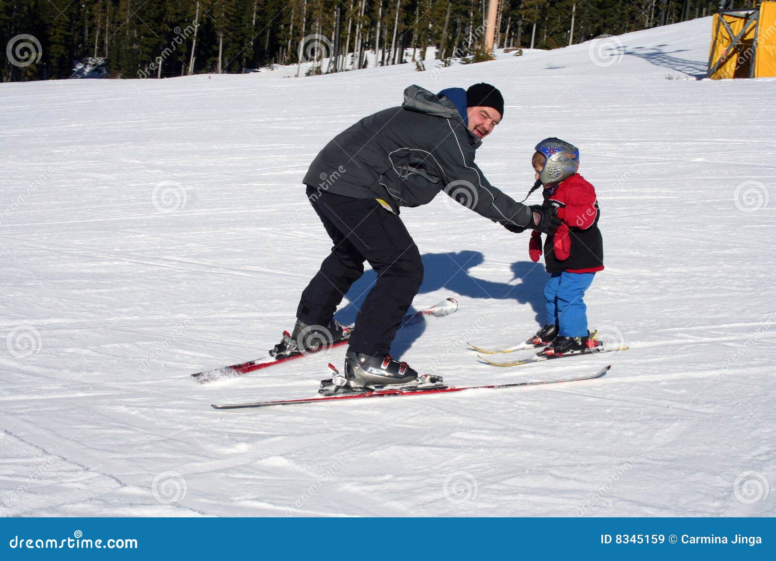 Father and child skiing stock image. Image of winter, children - 8345159