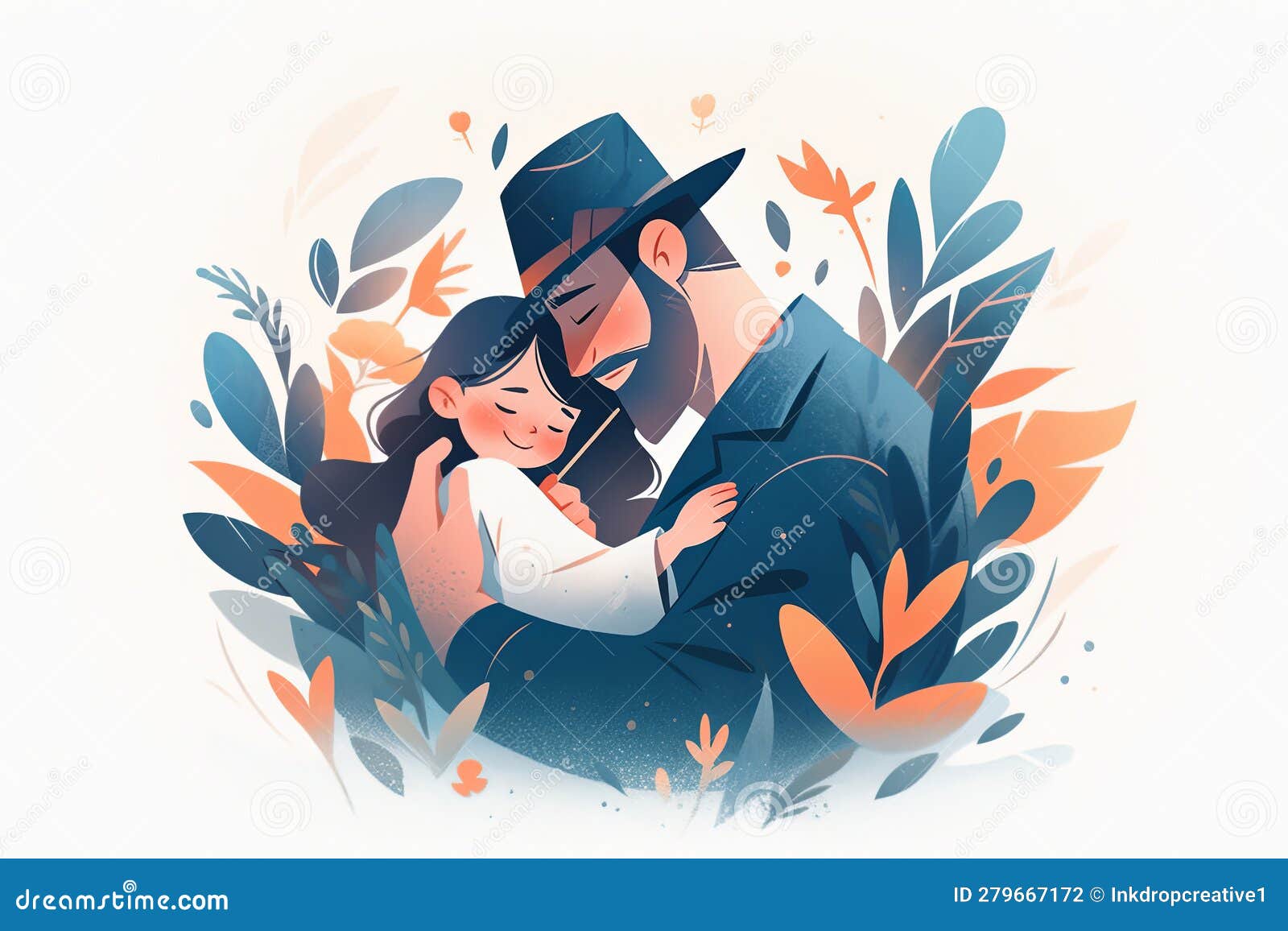 Father and Child Together. Illustration Style Stock Illustration ...