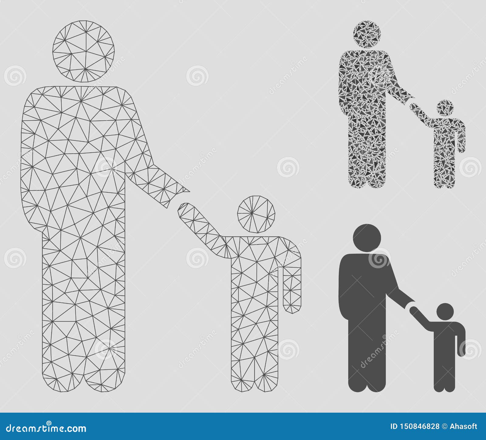 Father Child Vector Mesh 2D Model and Triangle Mosaic Icon Stock Vector ...
