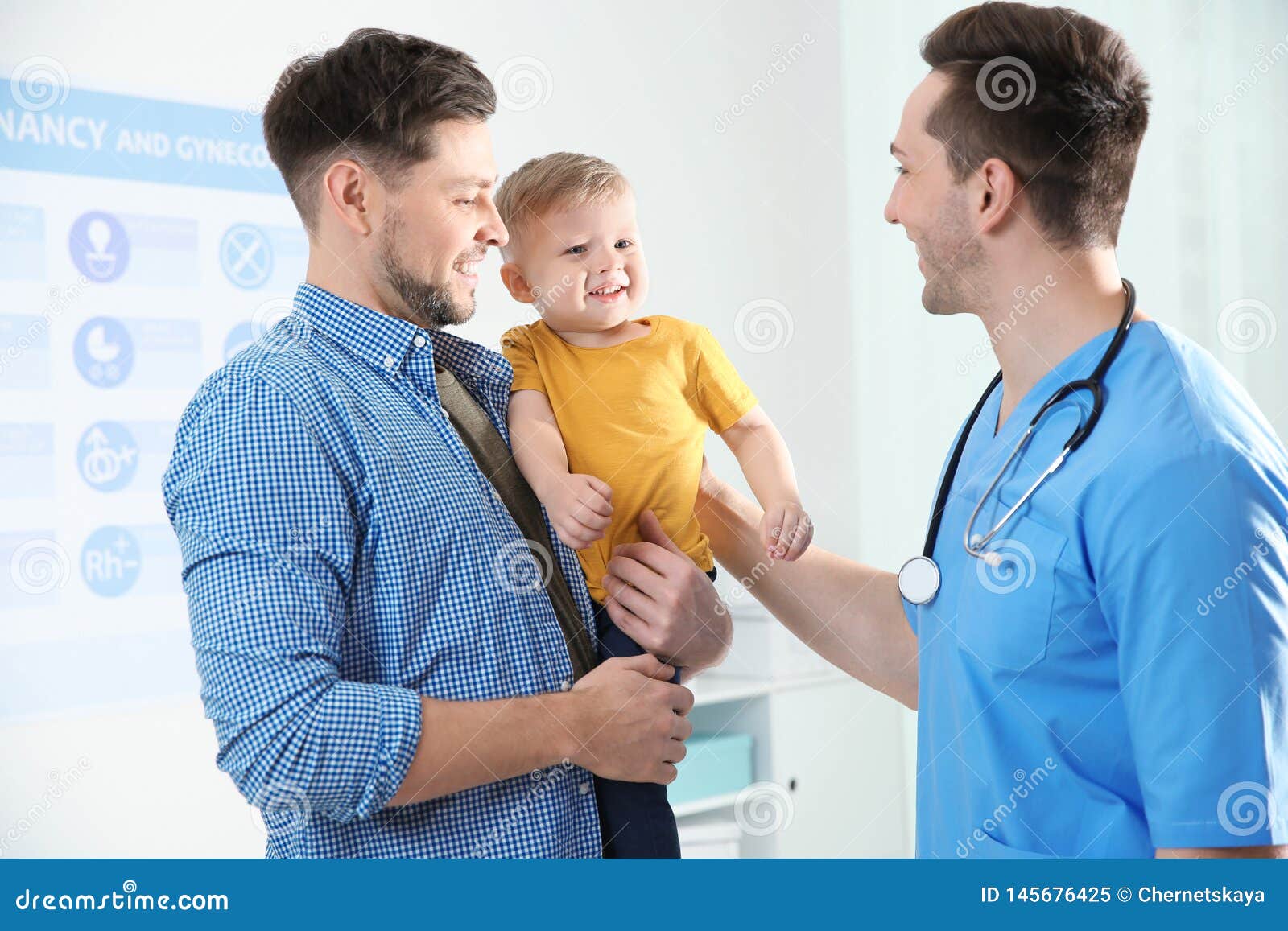 Father with Child Visiting Doctor Stock Image - Image of insurance ...