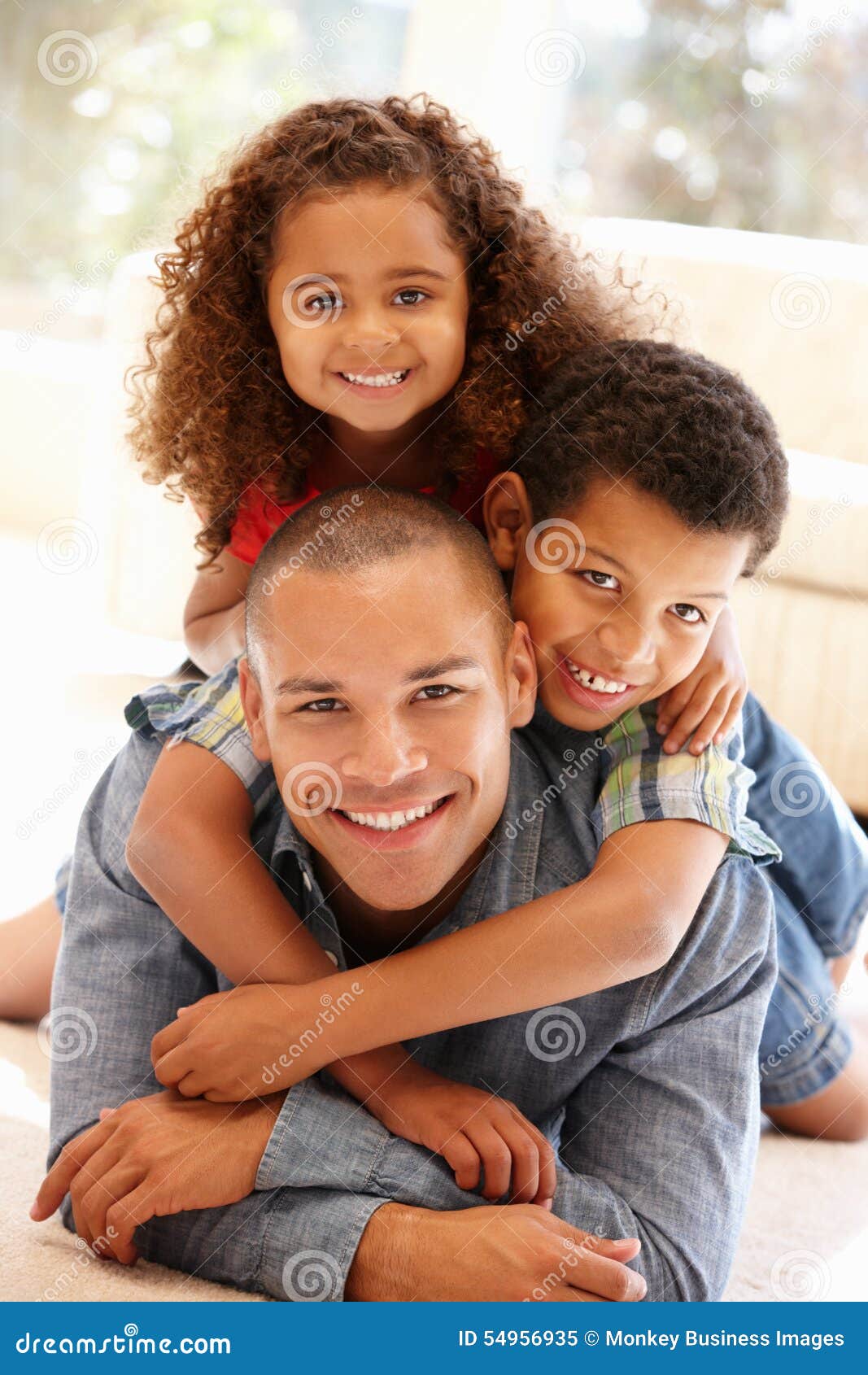 Father and Children at Home Stock Image - Image of play, daughter: 54956935