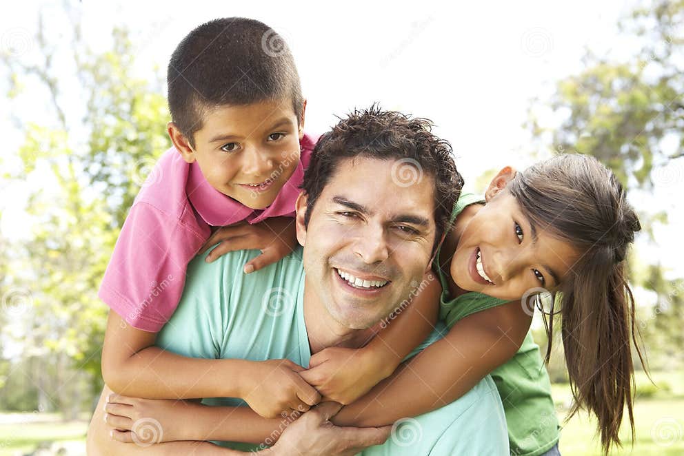 Father with Children in Park Stock Photo - Image of eight, park: 11503002